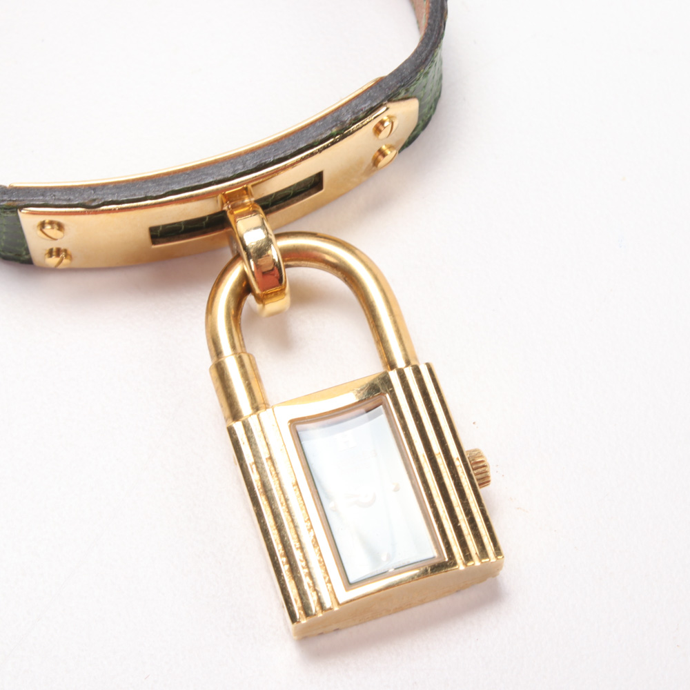 Hermès Gold Plated Stainless Steel Padlock Wristwatch with Embossed ...
