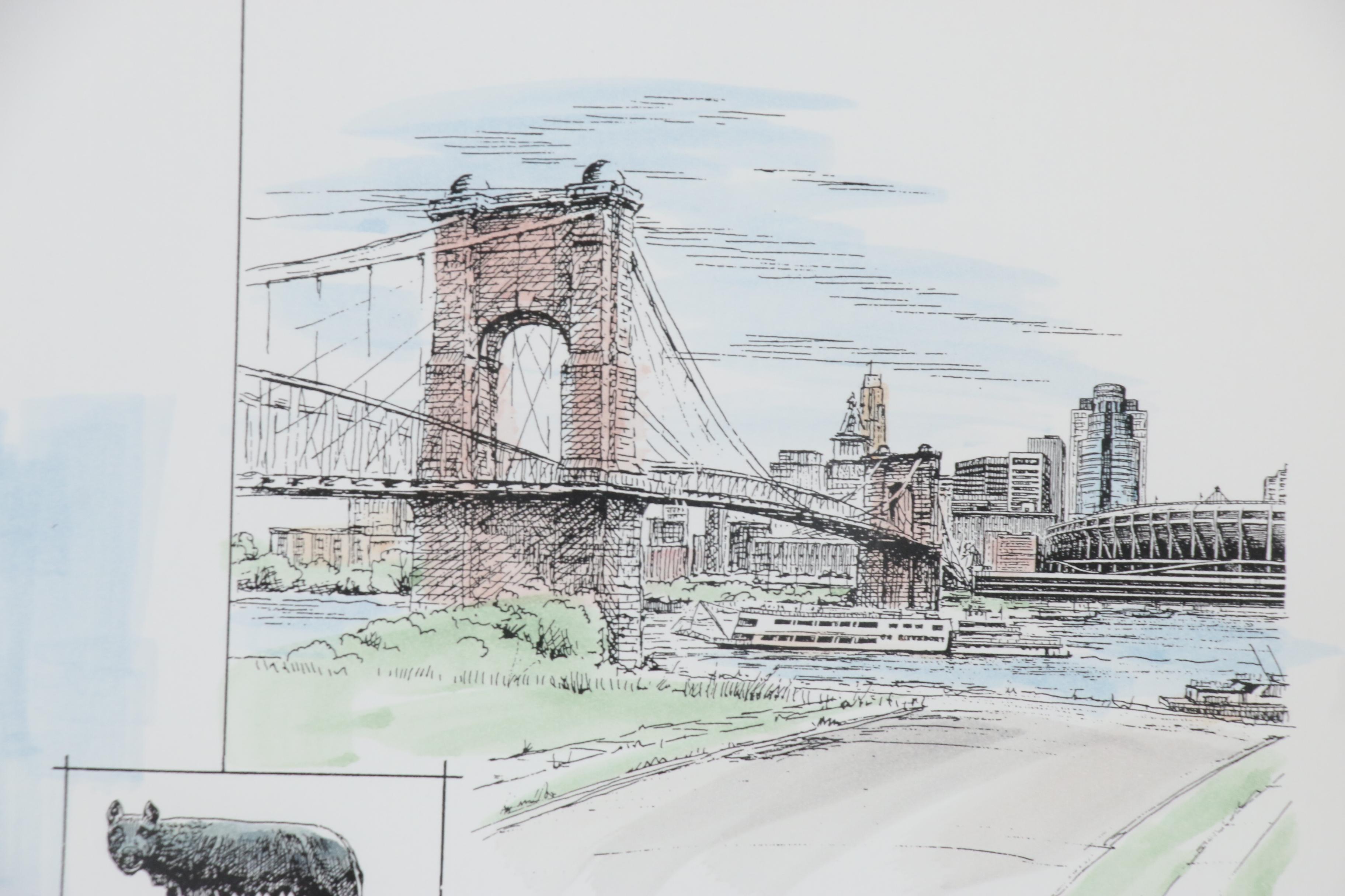 Lithograph after S.E. Miller of Cincinnati, Ohio Landmarks | EBTH