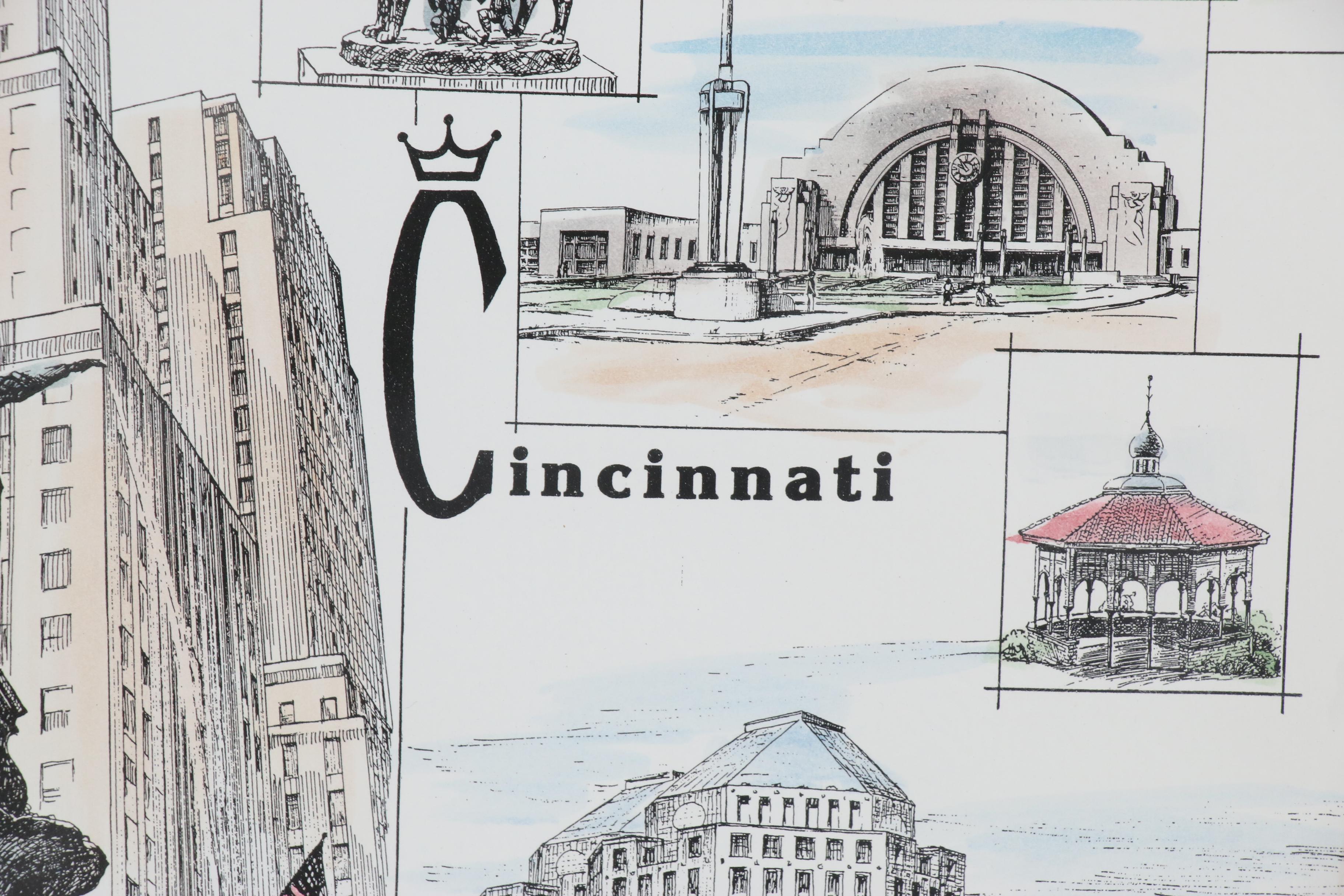 Lithograph after S.E. Miller of Cincinnati, Ohio Landmarks | EBTH