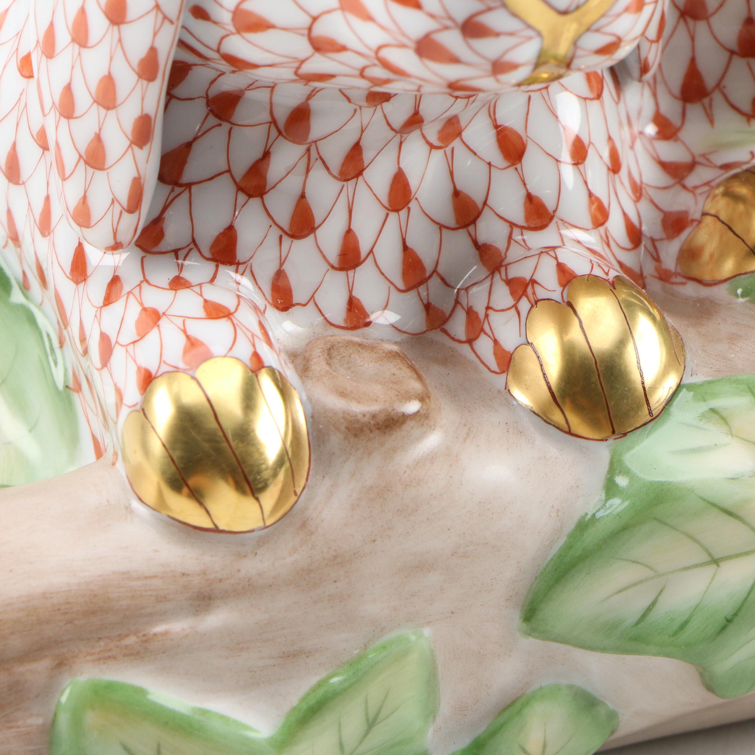 Herend Rust Fishnet with Gold "Bunny Love" Porcelain Figurine ...