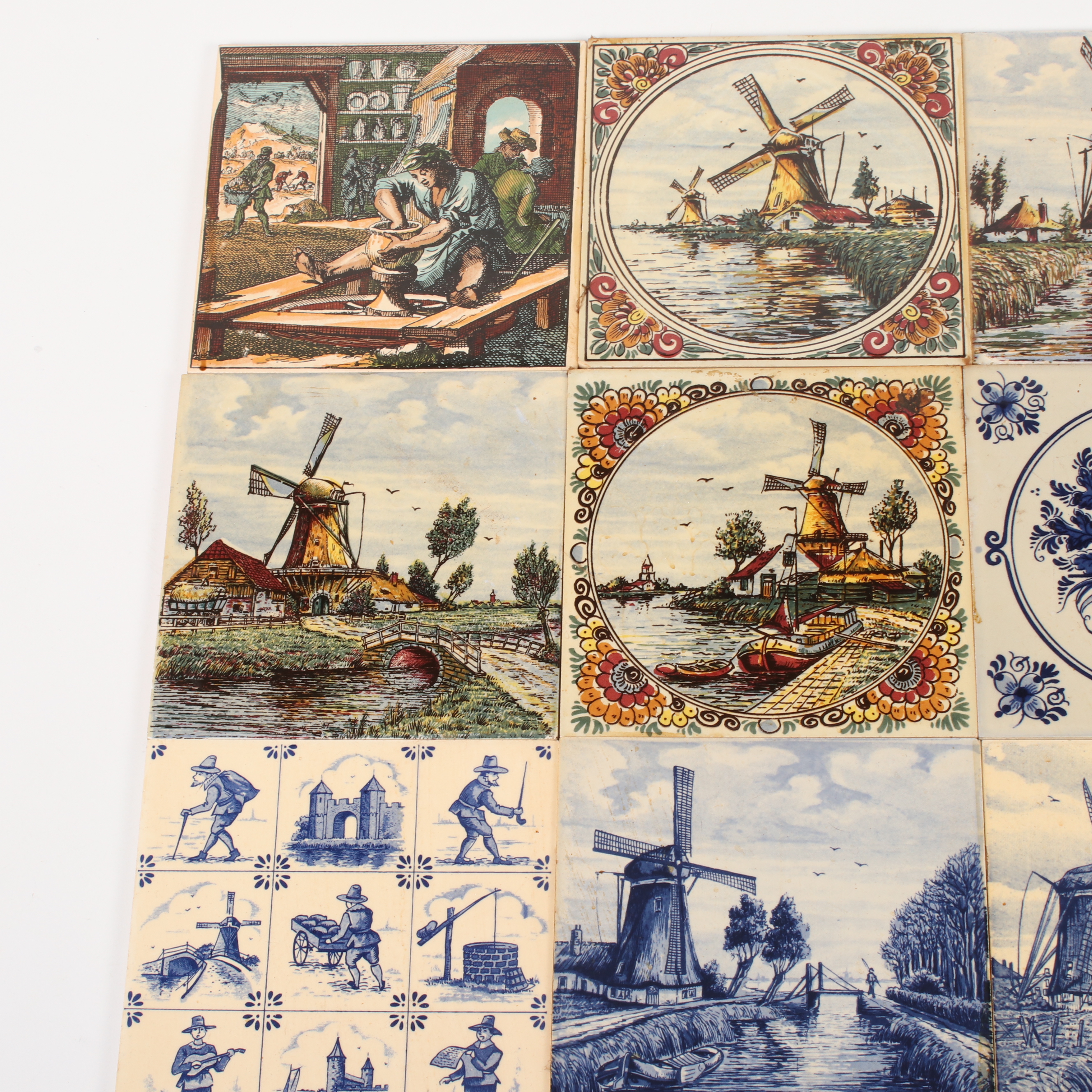 Delft Blue and Polychrome Hand-Painted Scandinavian Scenic Tiles ...