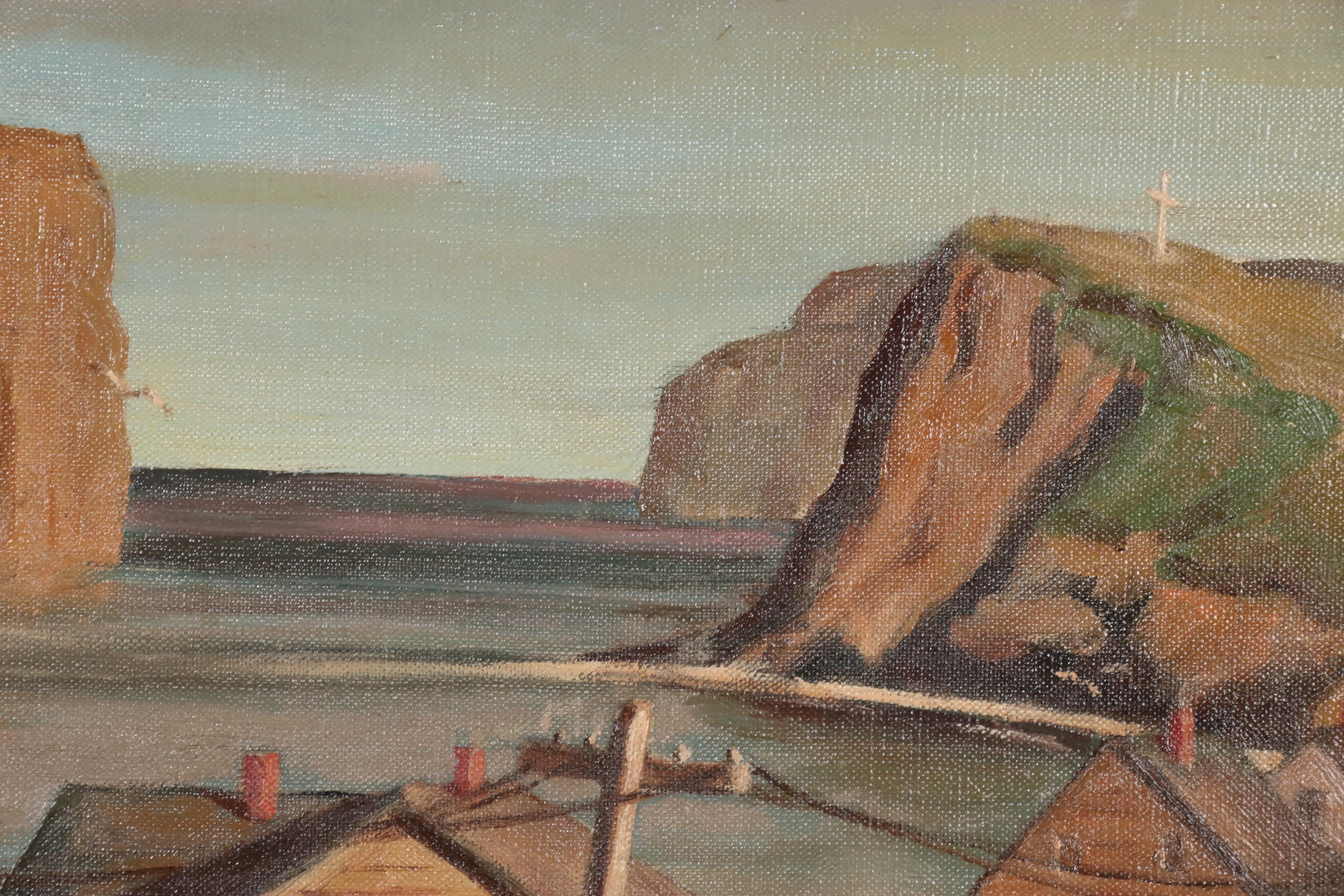 Raymond Robbins Oil Painting of Coastal Town | EBTH