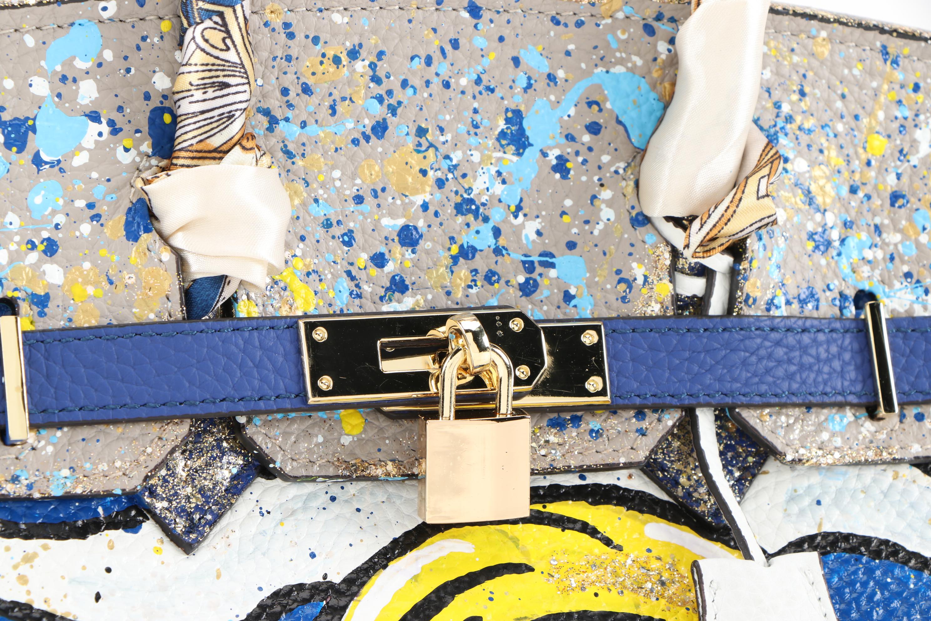 Anca Barbu for Eileen Kramer Hand-Painted Pop Art Girl Leather Satchel ...