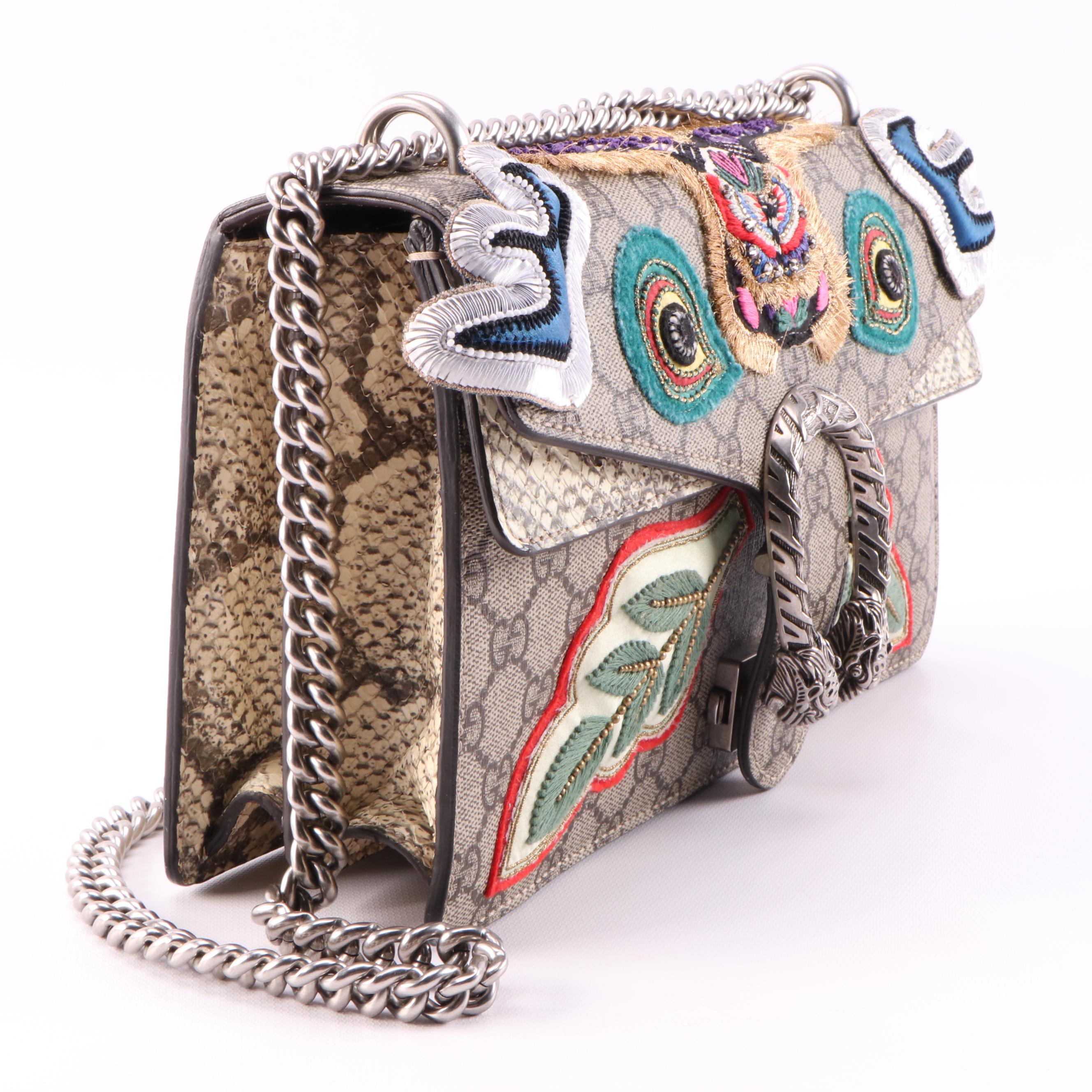 Gucci Embellished Dionysus Bag in GG Supreme Canvas and Python | EBTH