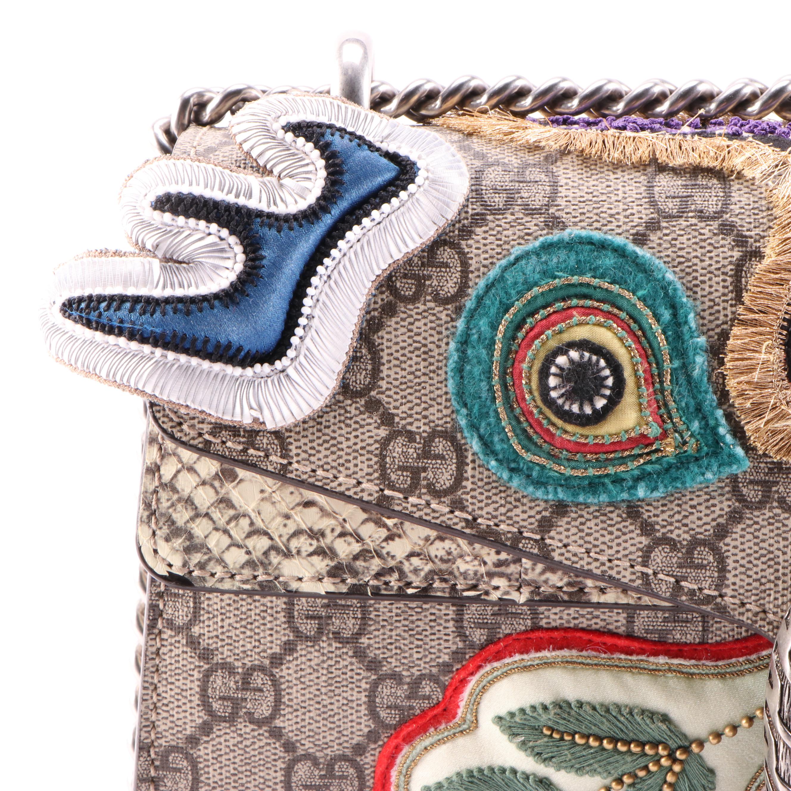 Gucci Embellished Dionysus Bag in GG Supreme Canvas and Python | EBTH