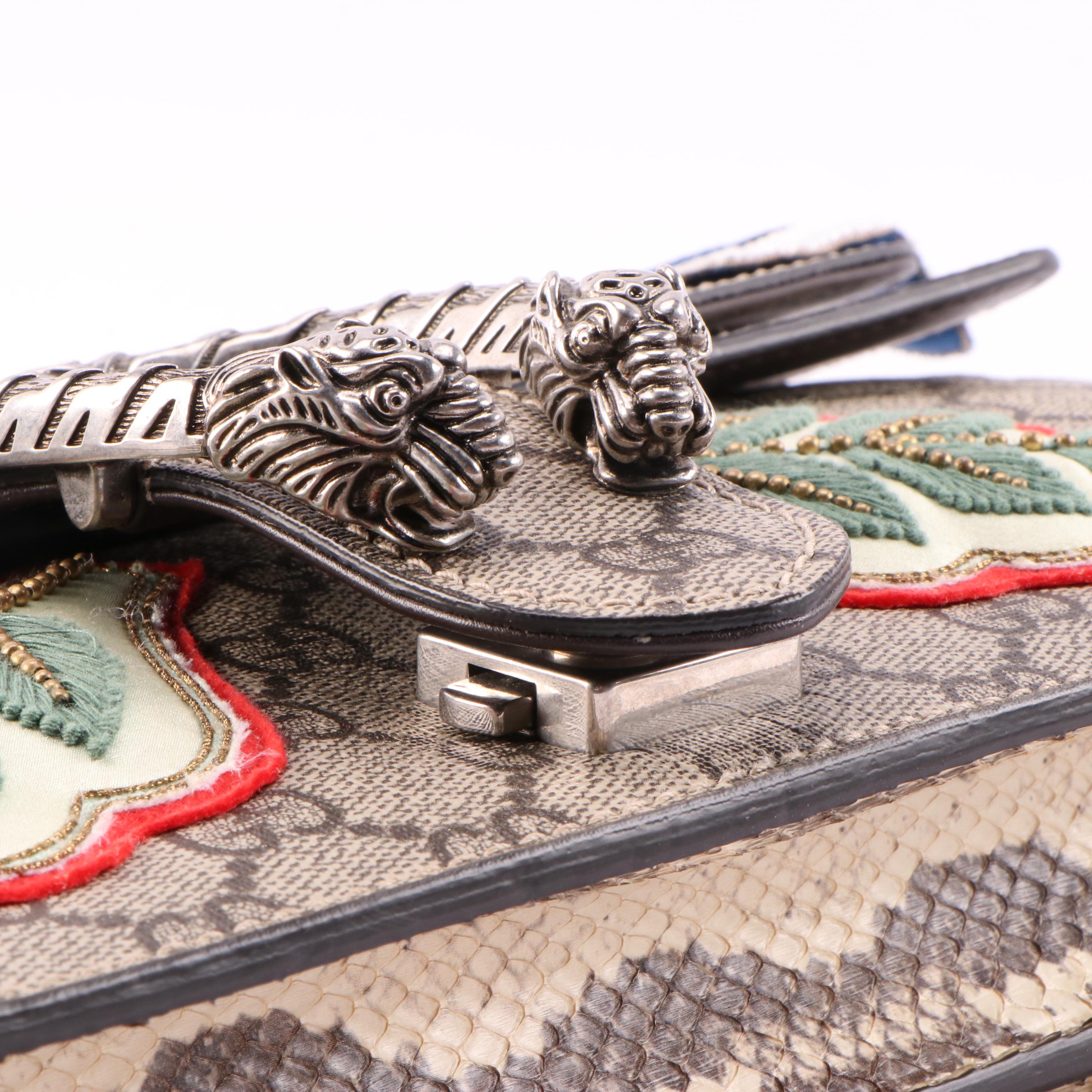 Gucci Embellished Dionysus Bag in GG Supreme Canvas and Python | EBTH