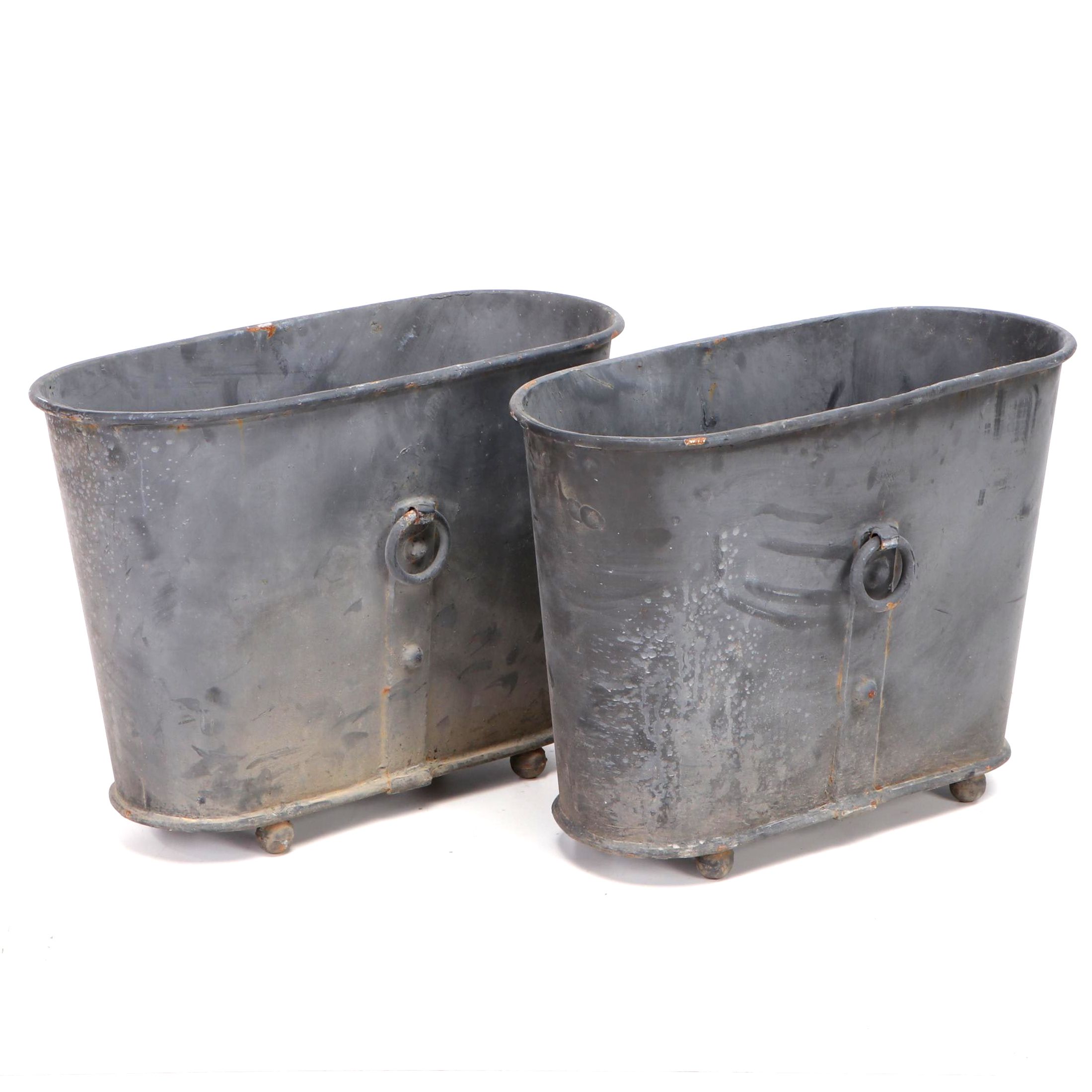 Cast Metal Orangery Planters with Rolled Rim and Ball Feet | EBTH