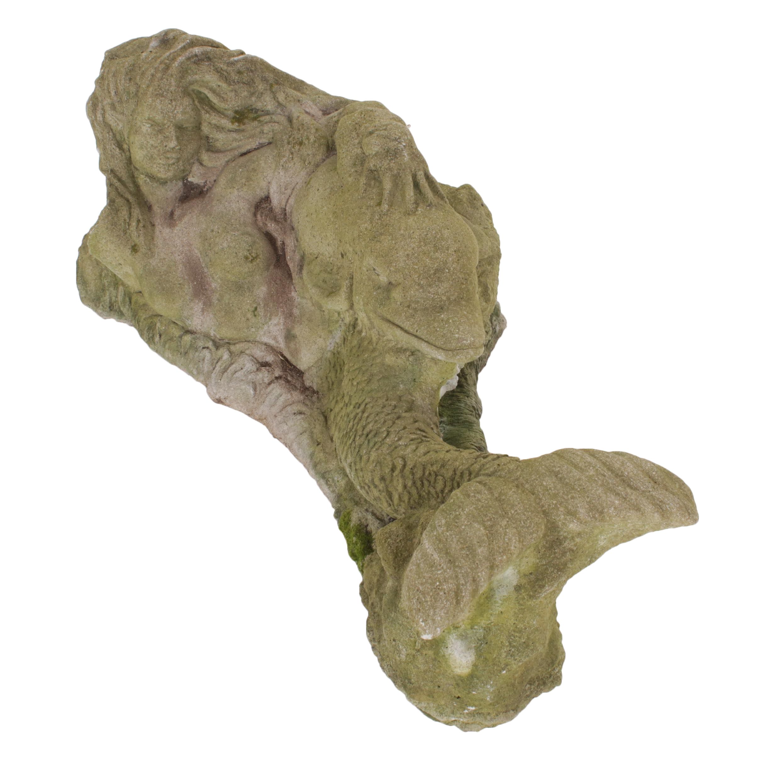 4' Cast Concrete Mermaid and Dolphin Garden Sculpture | EBTH