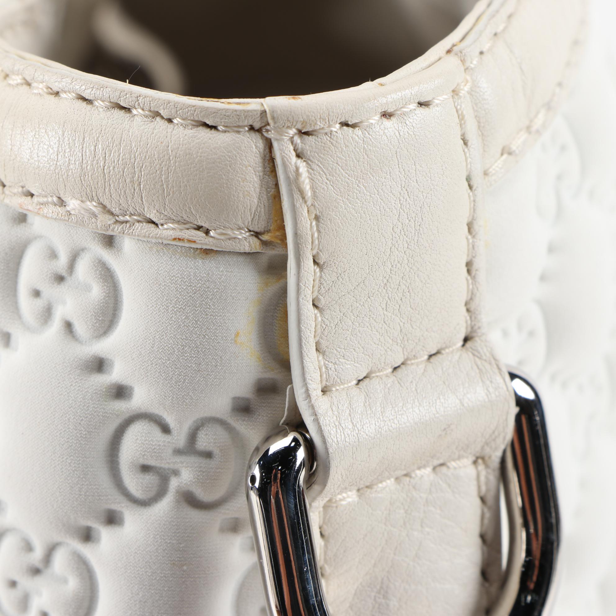 Gucci Techno Horsebit Large Tote in White GG Chemical Fiber with ...