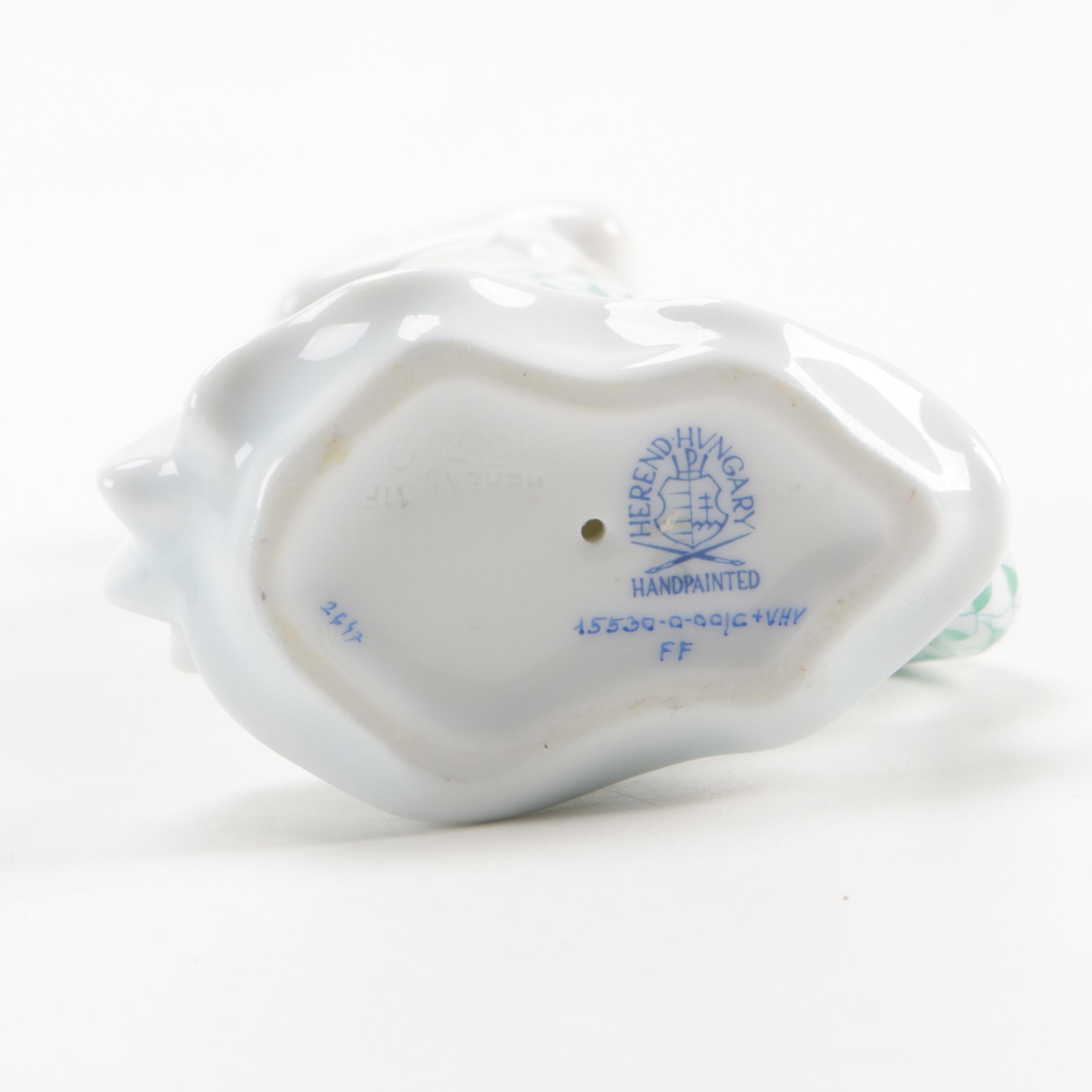 Herend Green Fishnet with Gold "Mermaid" Porcelain Figurine | EBTH