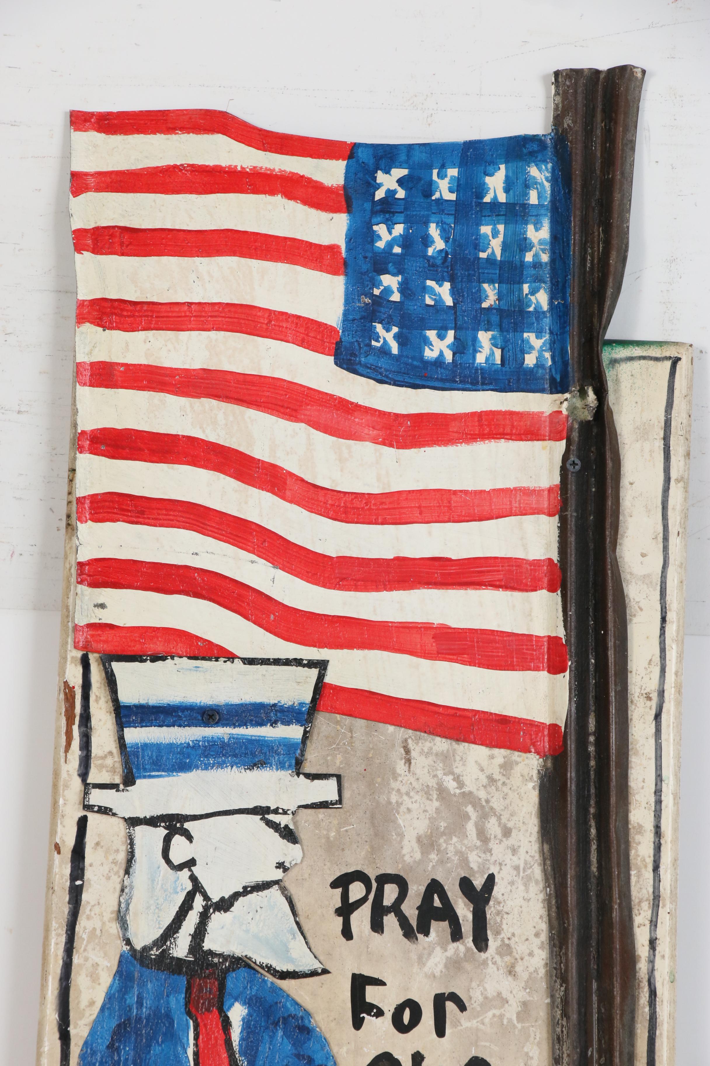 Kip Ramey Folk Art Mixed Media Painting "Pray for Our Country" | EBTH