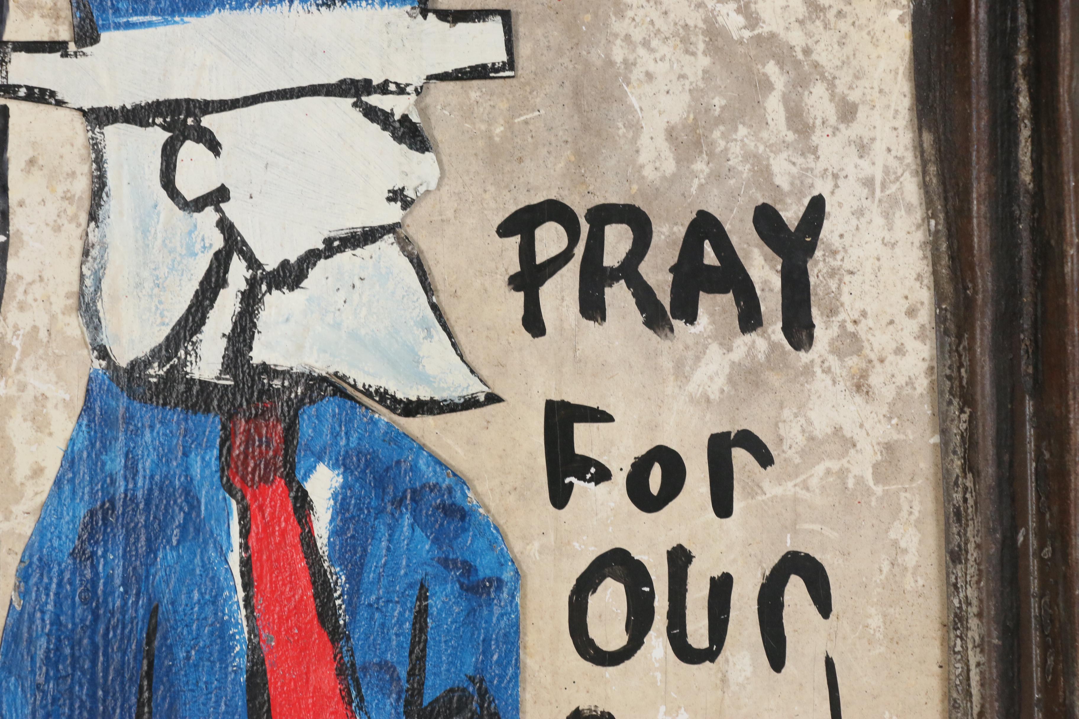 Kip Ramey Folk Art Mixed Media Painting "Pray for Our Country" | EBTH