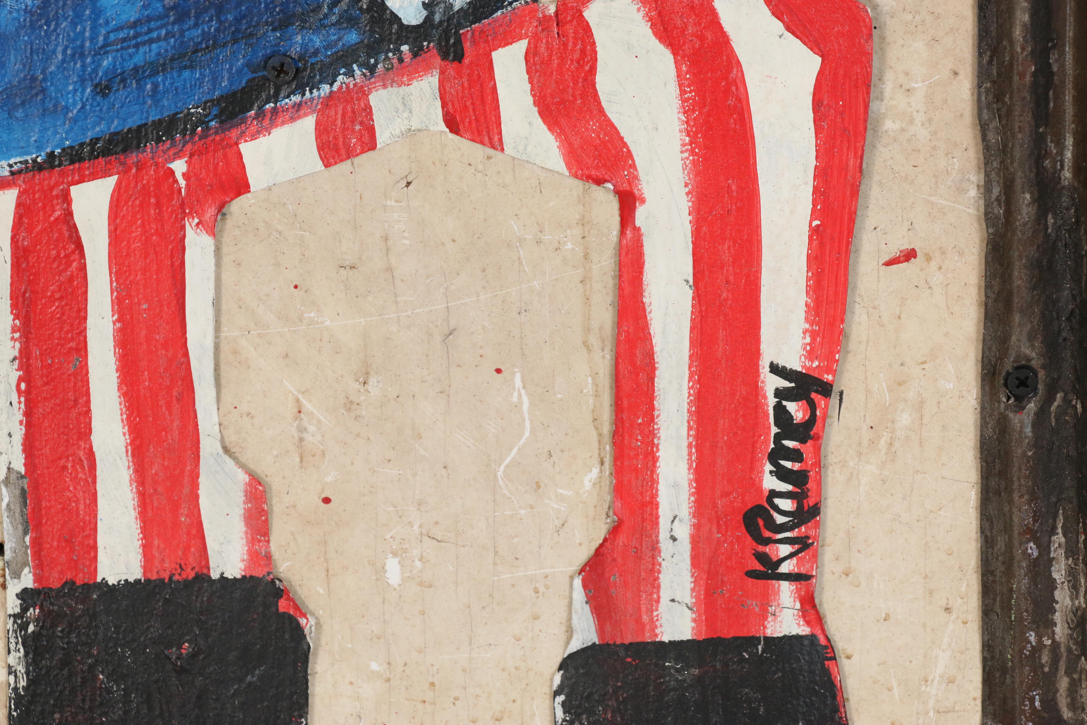 Kip Ramey Folk Art Mixed Media Painting "Pray for Our Country" | EBTH