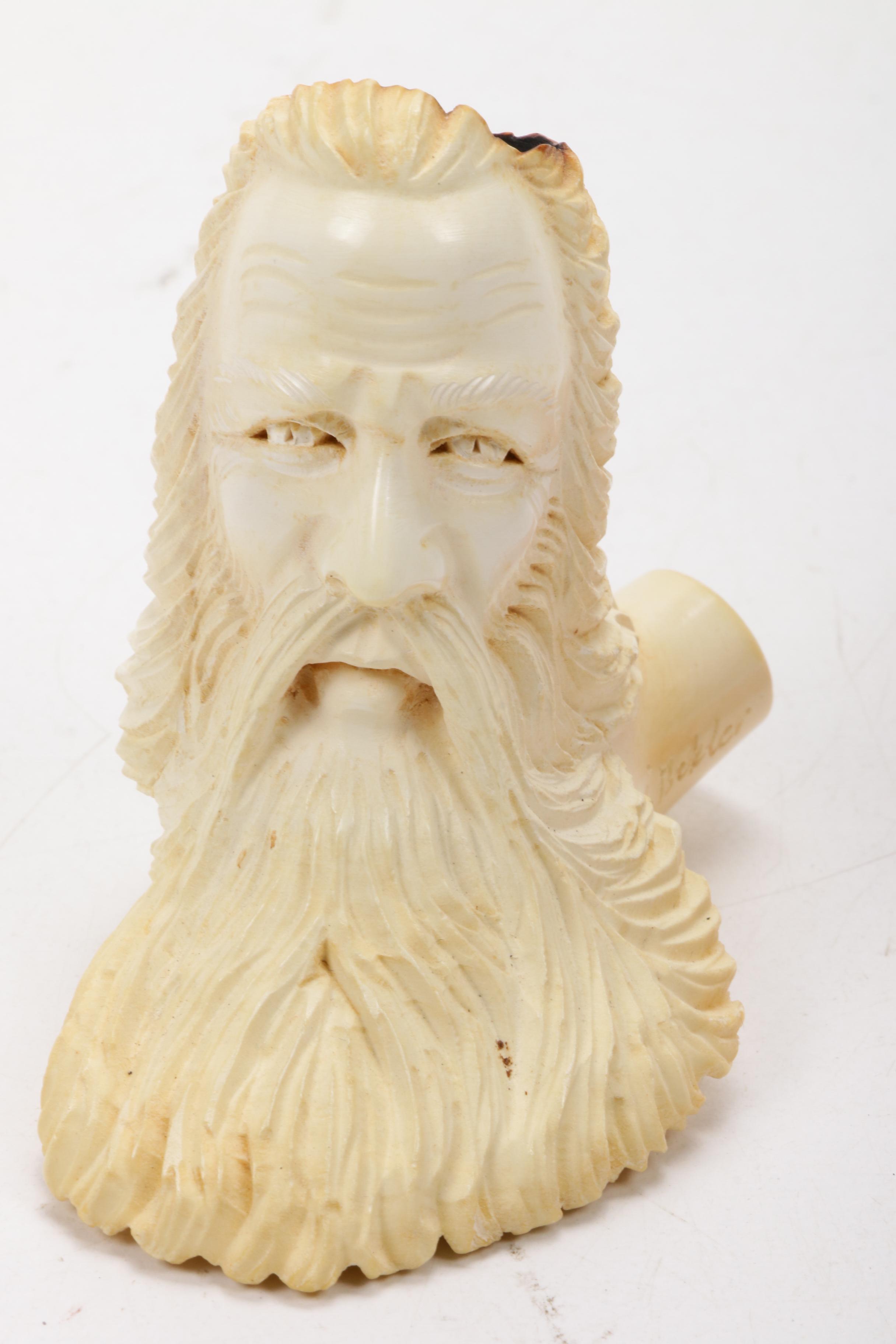 Ismet Bekler for C.A.O. Carved Meerschaum Bearded Man Bust Pipe, 20th ...