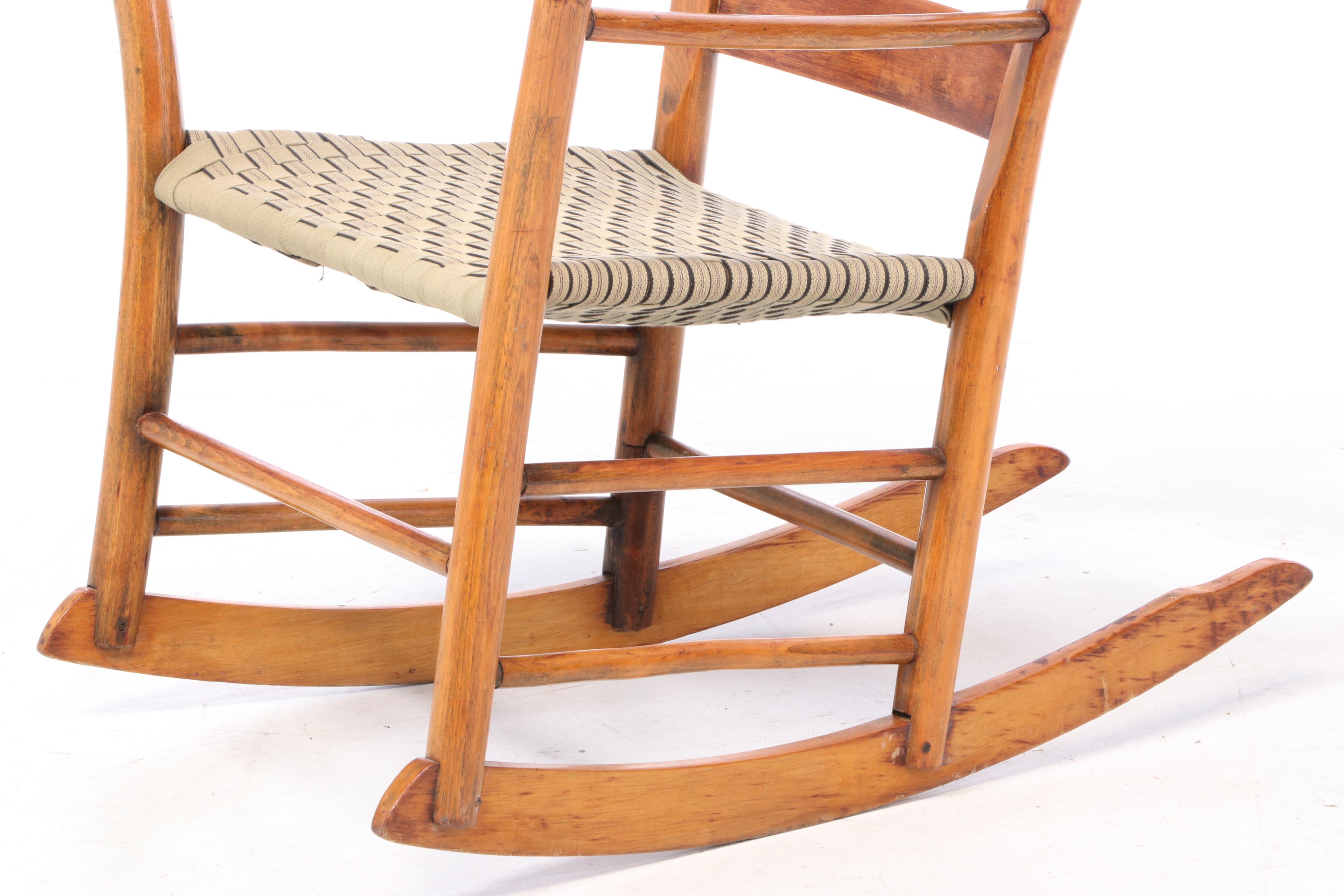 Mule-Ear Rocking Chair with Woven Tape Seat, Late 19th Century | EBTH