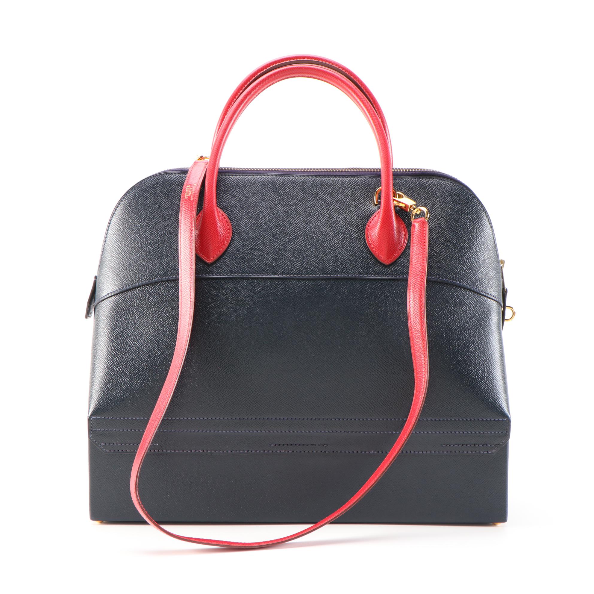 Hermès Bolide Macpherson Handbag in Noir and Rouge Courchevel Leather ...