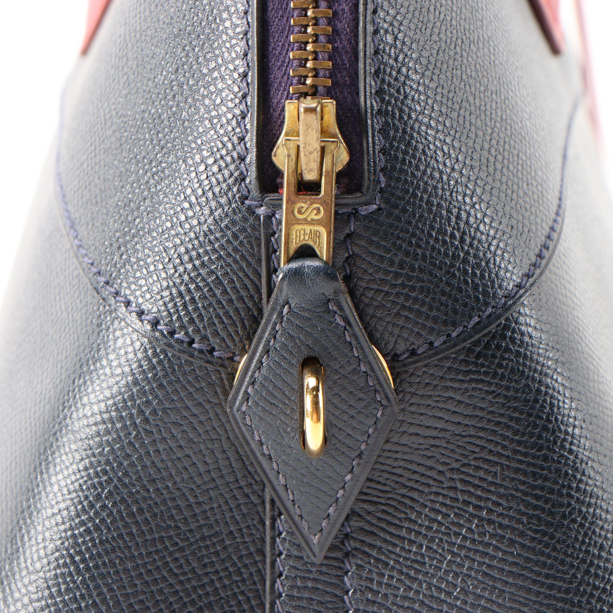 Hermès Bolide Macpherson Handbag in Noir and Rouge Courchevel Leather ...