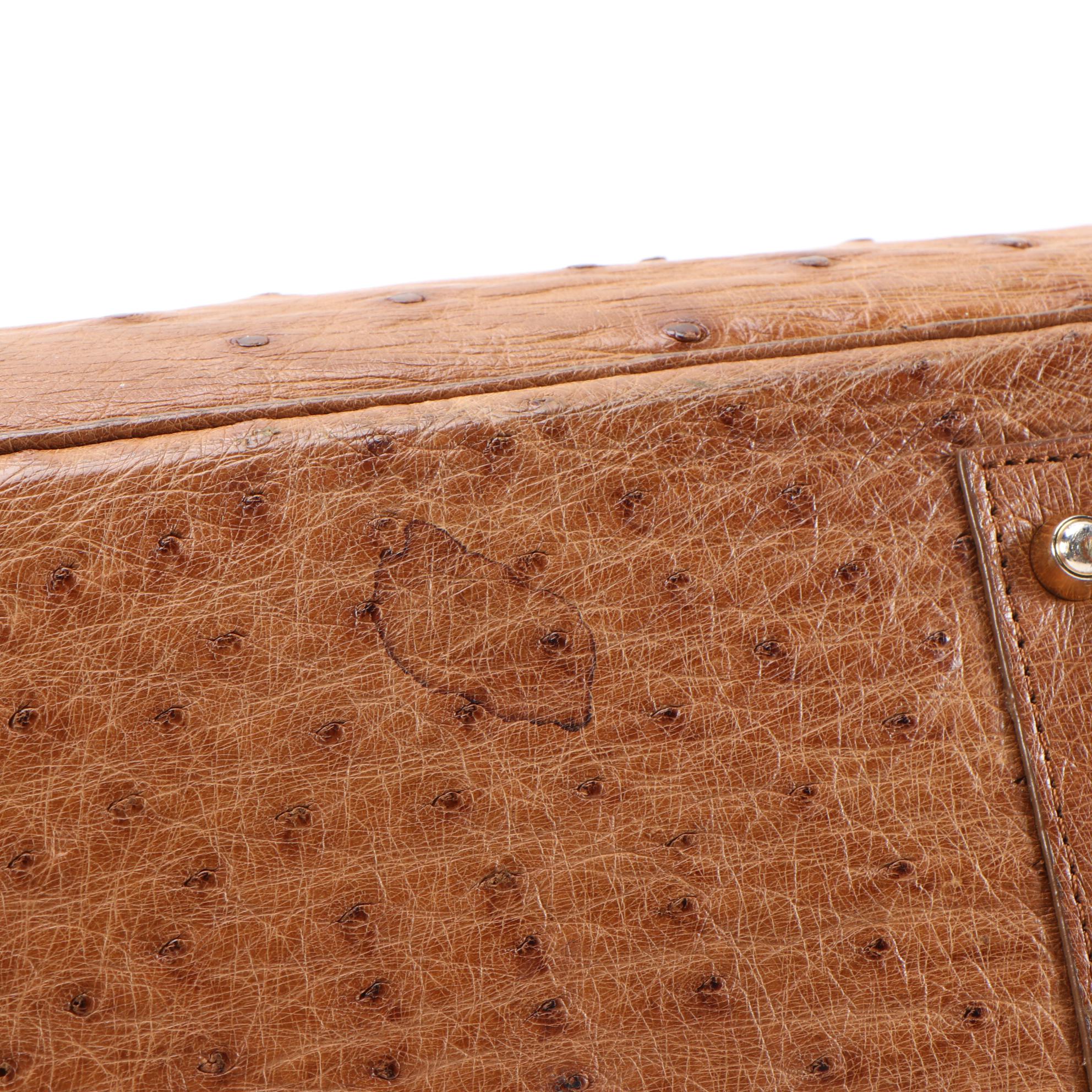 Eileen Kramer Tan Ostrich Leather Top Handle Tote | EBTH