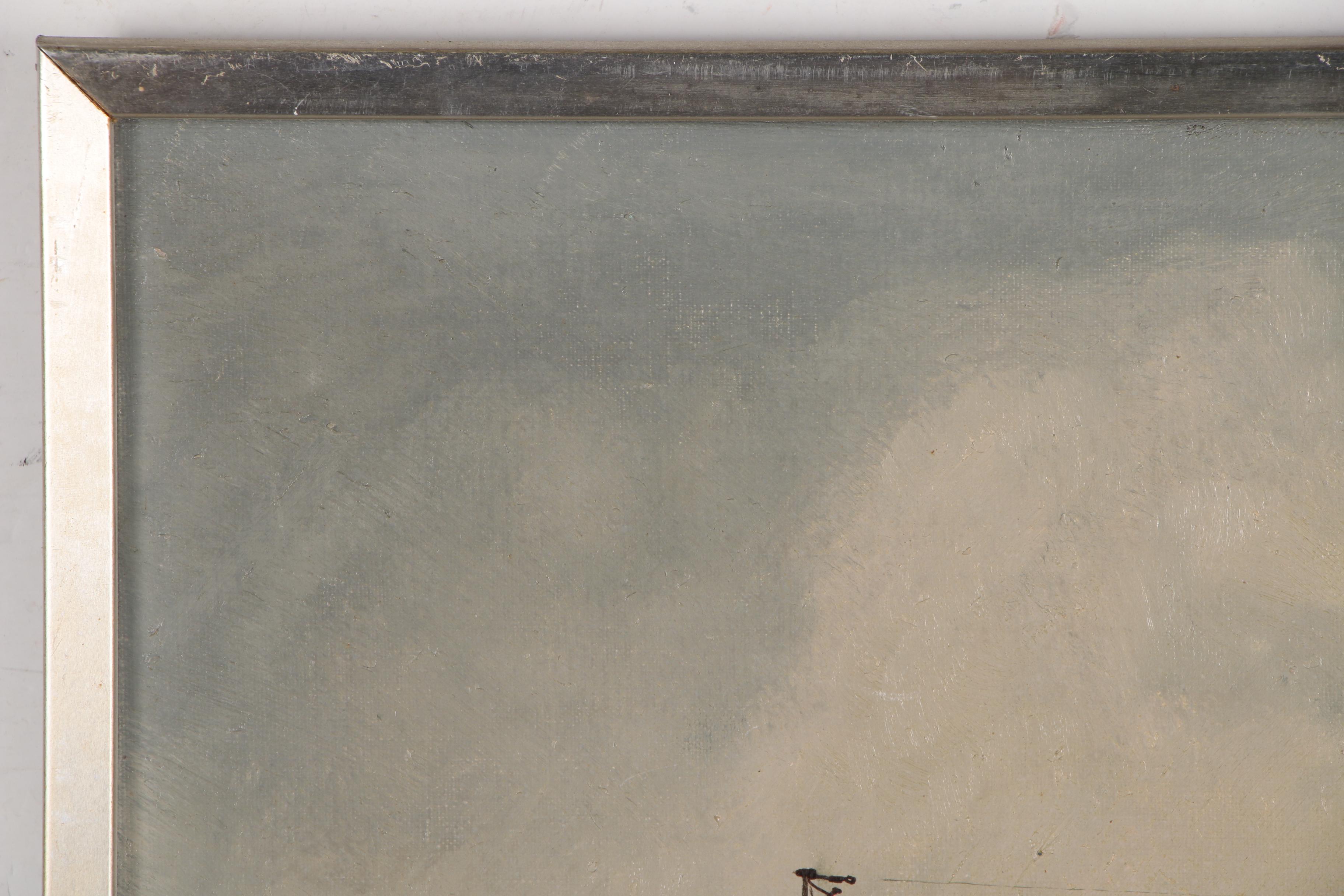 Ab van Overdam Oil Painting of Tightrope Walker over Rocky Shore, 1972 ...