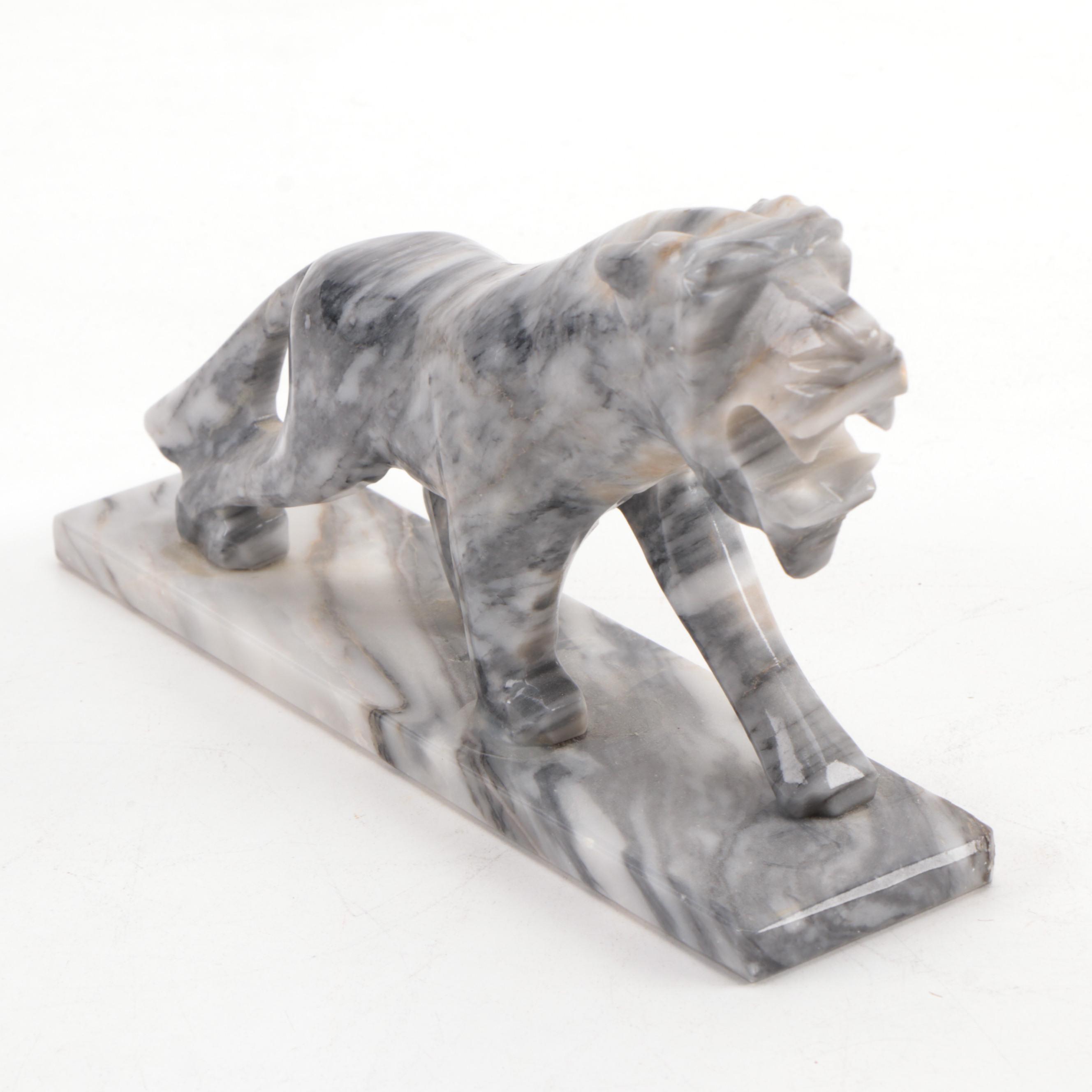 Hand Carved Marble Lioness Figurine | EBTH