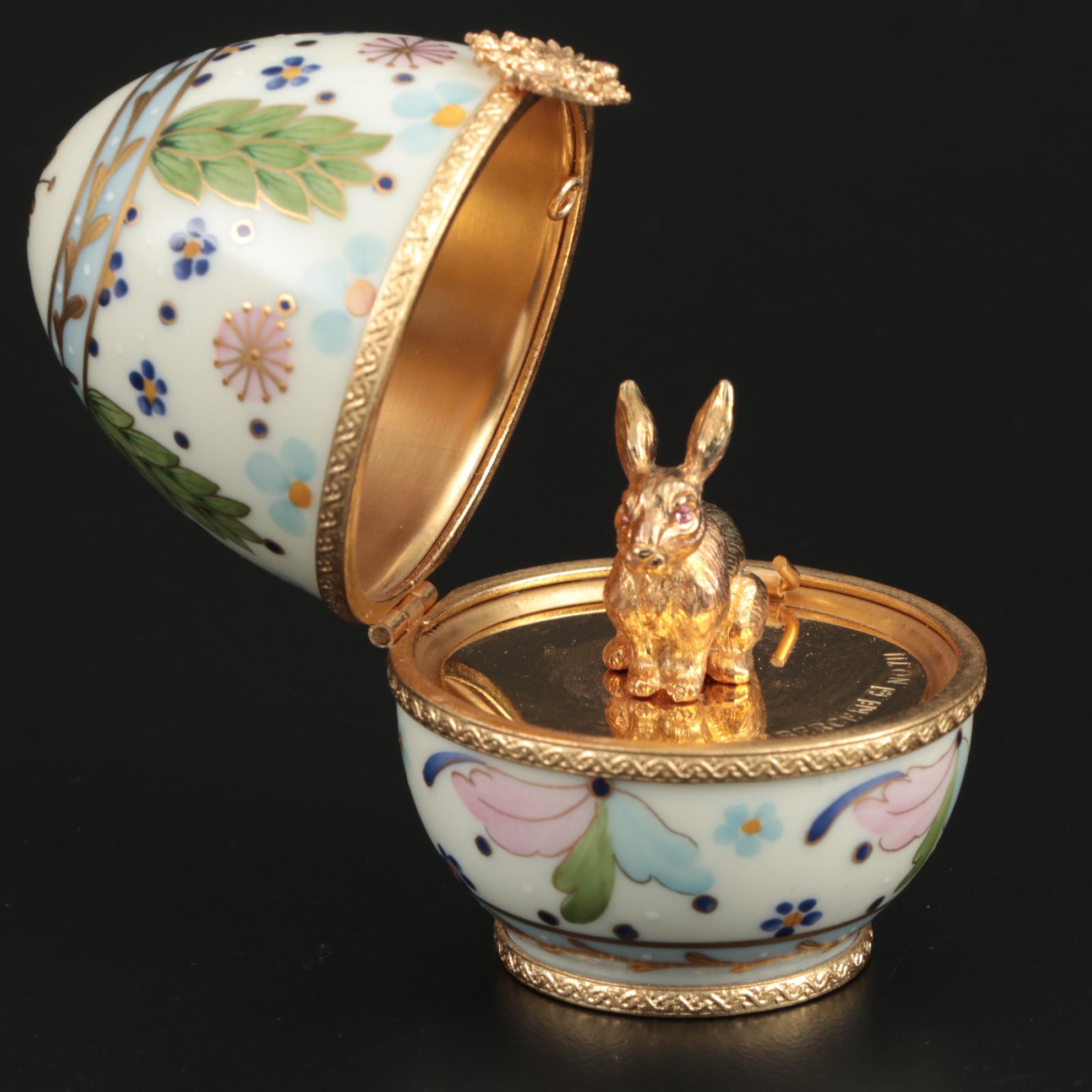 Fabergé Limited Edition Hand-Painted Porcelain Egg with Rabbit | EBTH