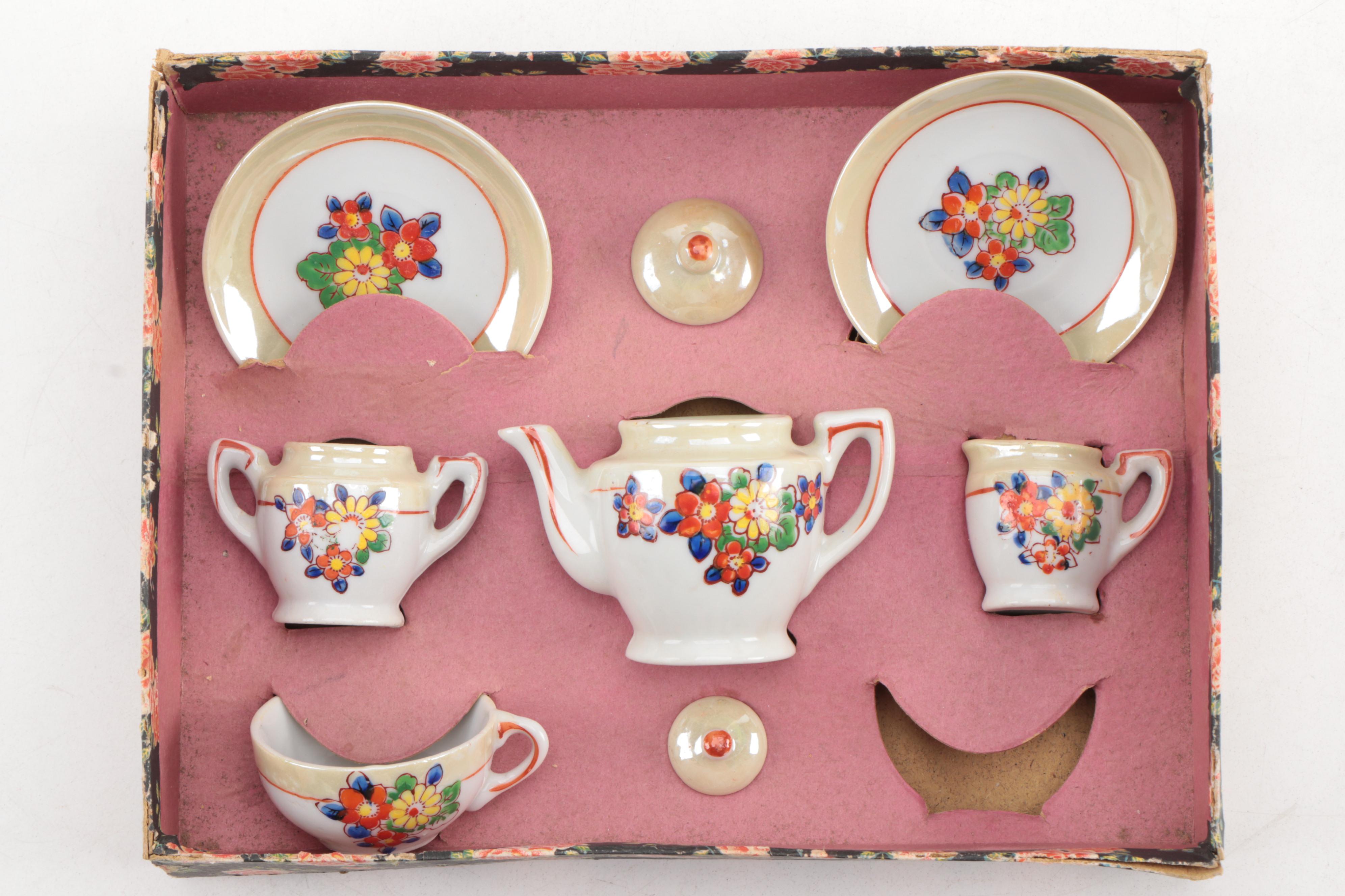 Japanese Porcelain Lustreware Toy Tea Sets in Boxes, Mid-20th Century ...