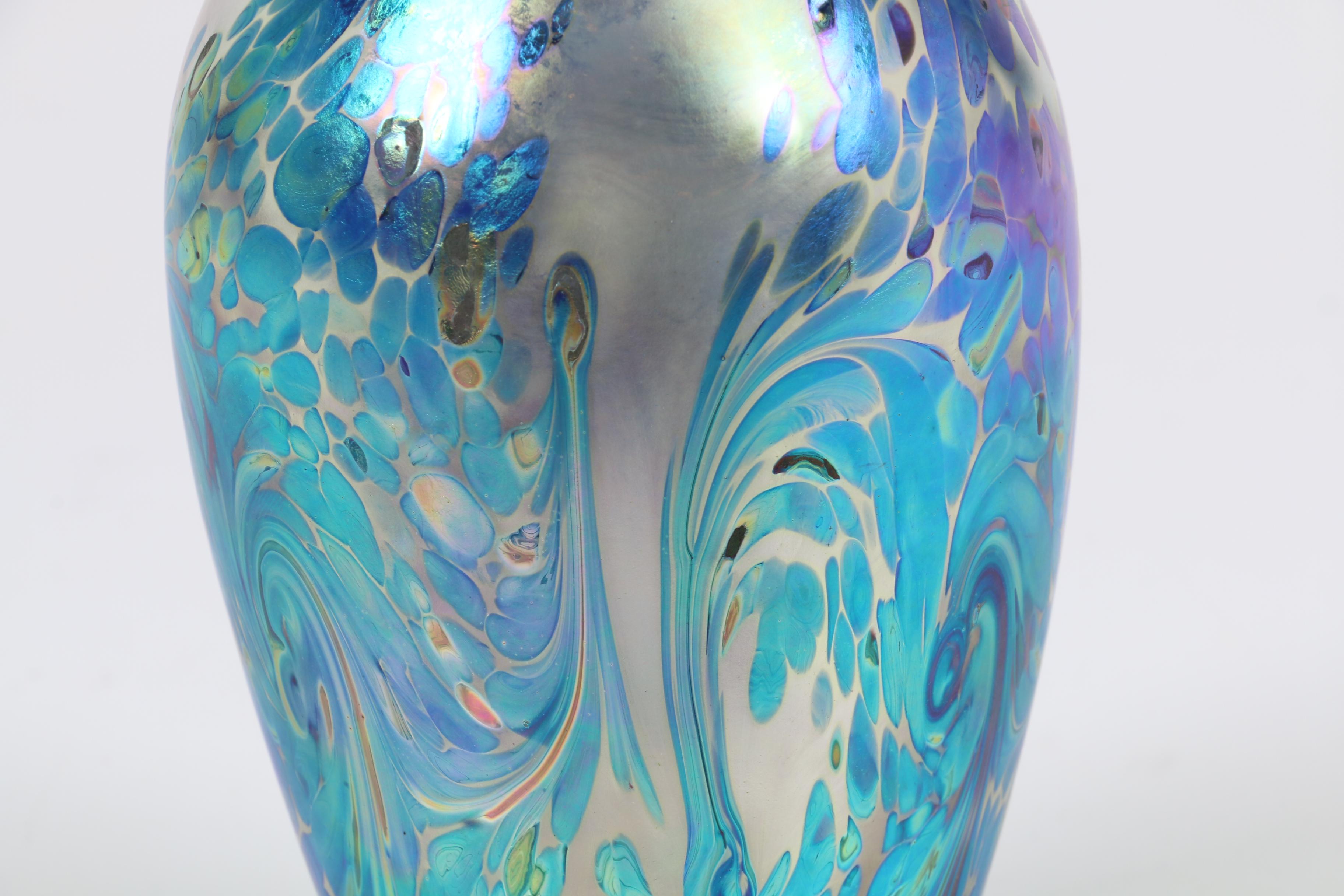 Robert Eickholt Handblown Iridescent "Starry Night" Art Glass Vase ...