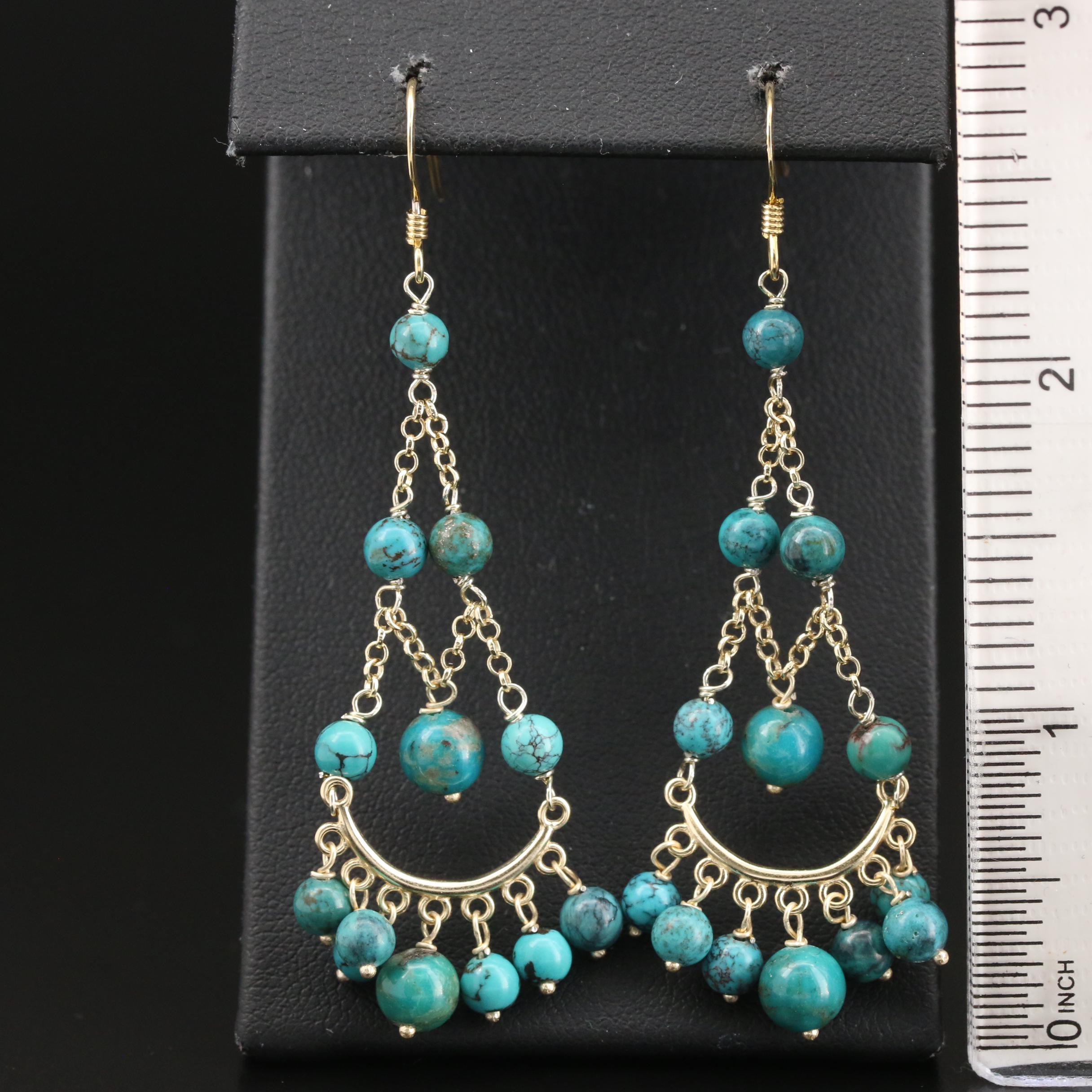 Sterling Silver Turquoise Chandelier Earrings | EBTH