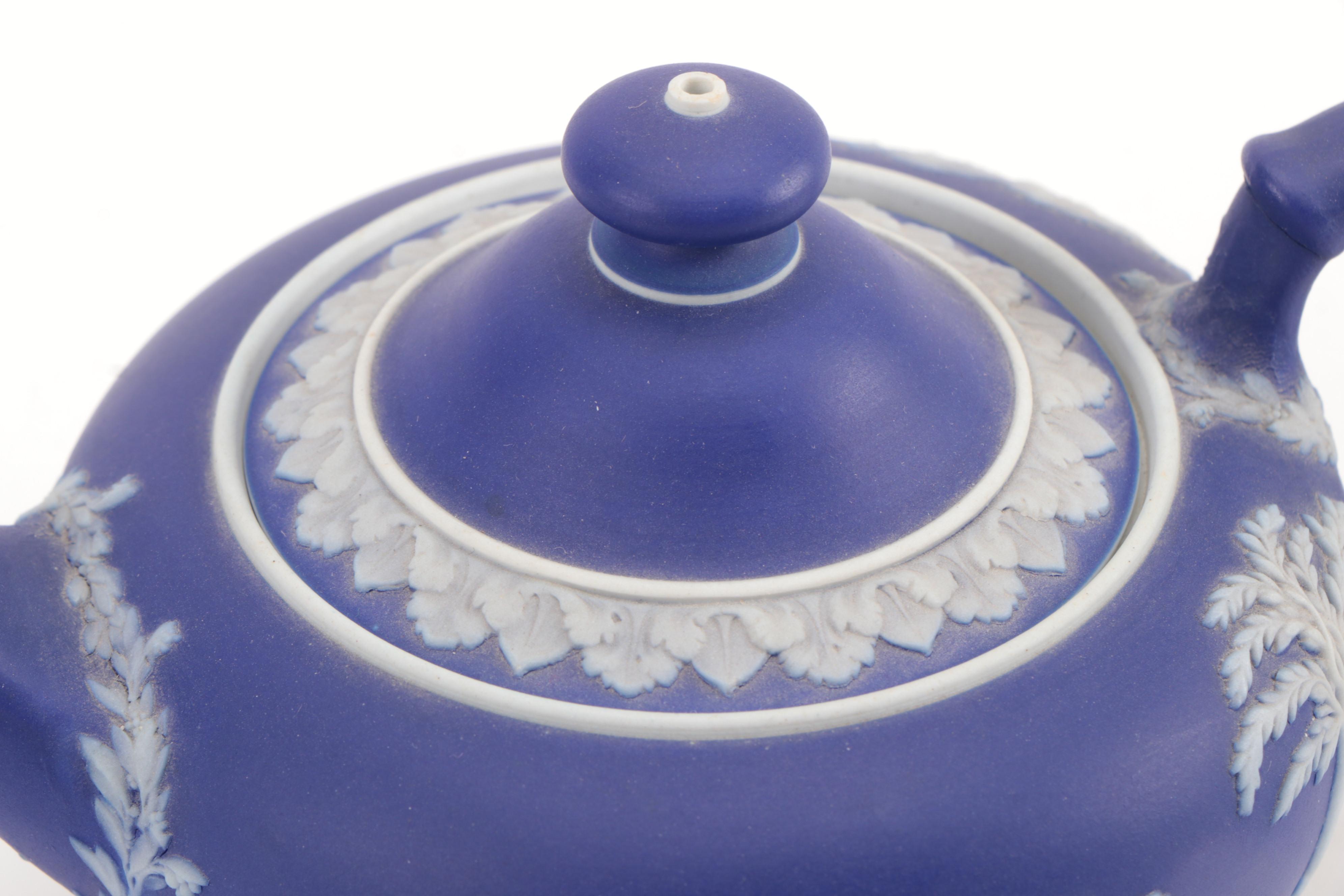 Wedgwood "Portland Blue" Jasperware Teapot, 19th Century | EBTH