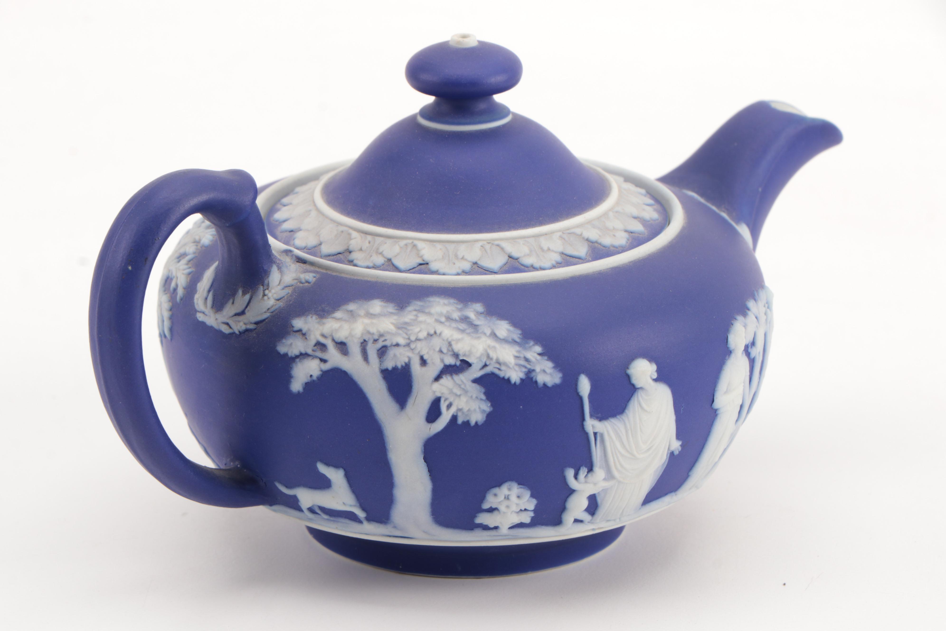 Wedgwood "Portland Blue" Jasperware Teapot, 19th Century | EBTH