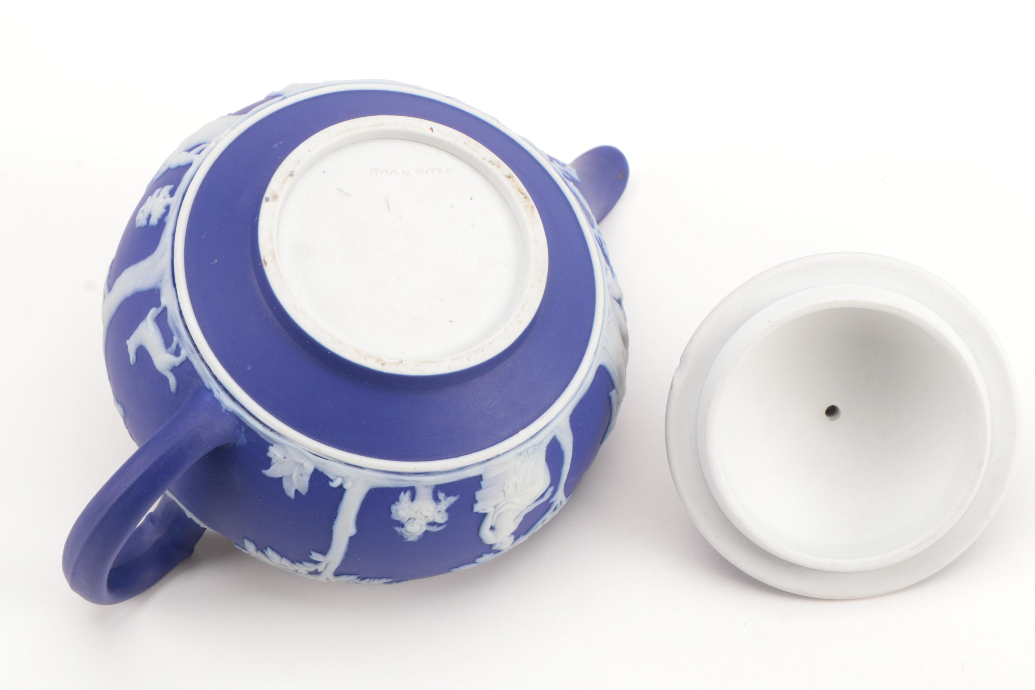 Wedgwood "Portland Blue" Jasperware Teapot, 19th Century | EBTH