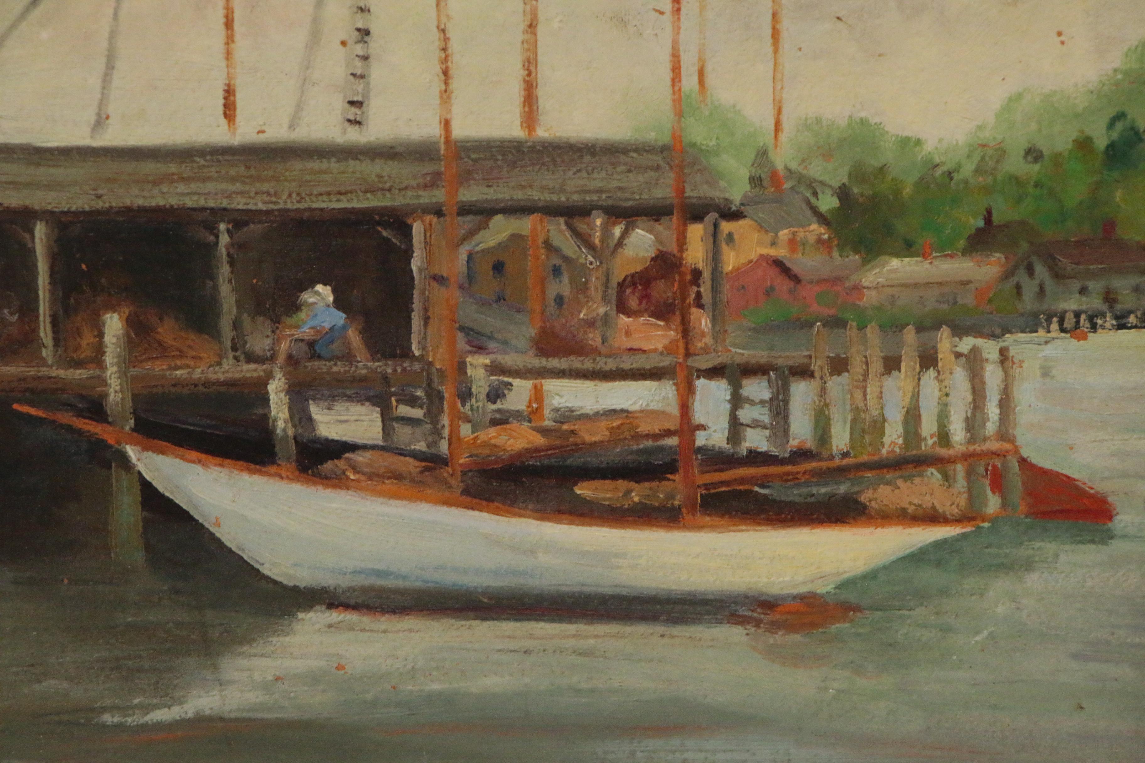 D. B. Davis Oil Painting of a Harbor Scene, Late 20th Century | EBTH