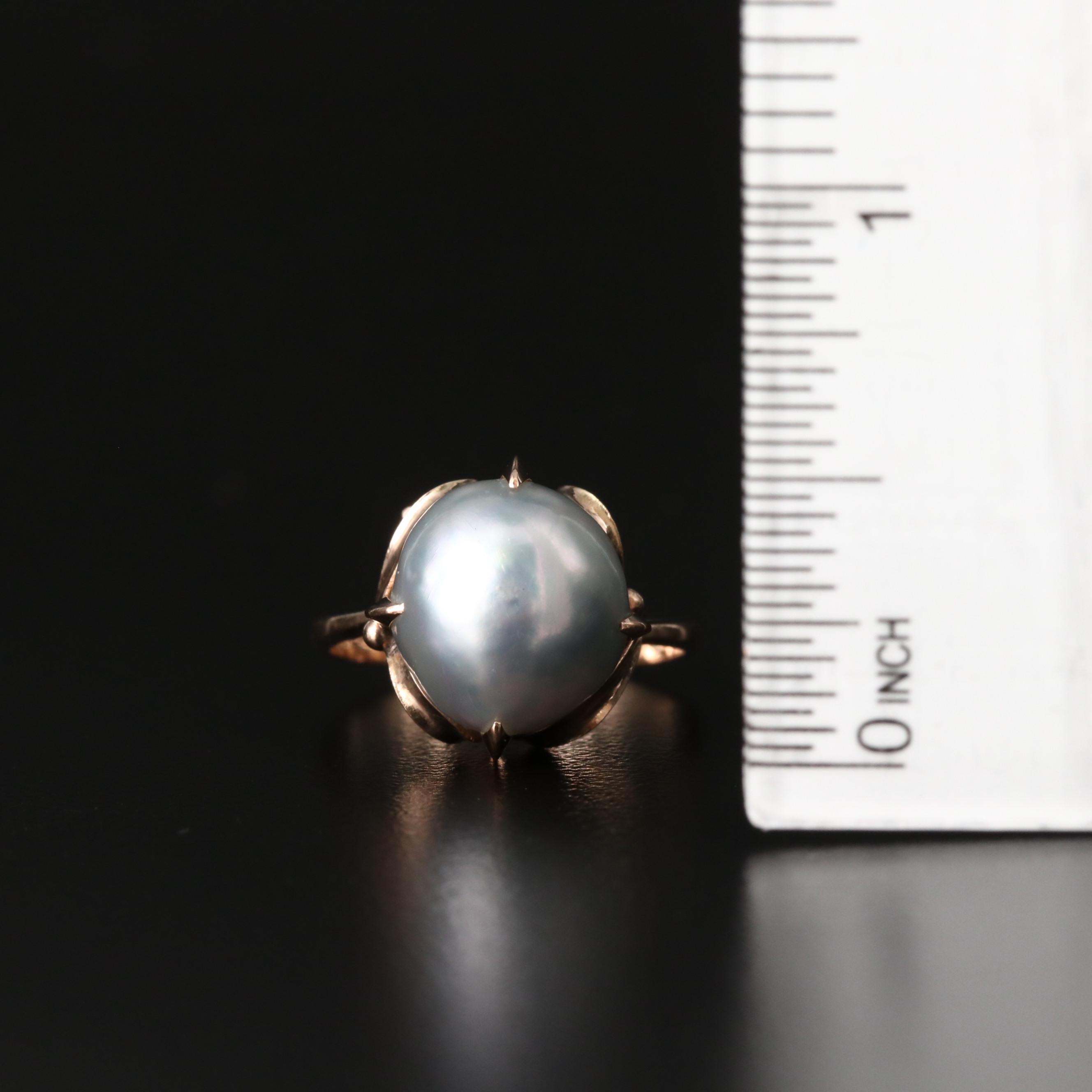 Vintage 14K 10.90 x 11.80mm Semi-Baroque Pearl Ring | EBTH