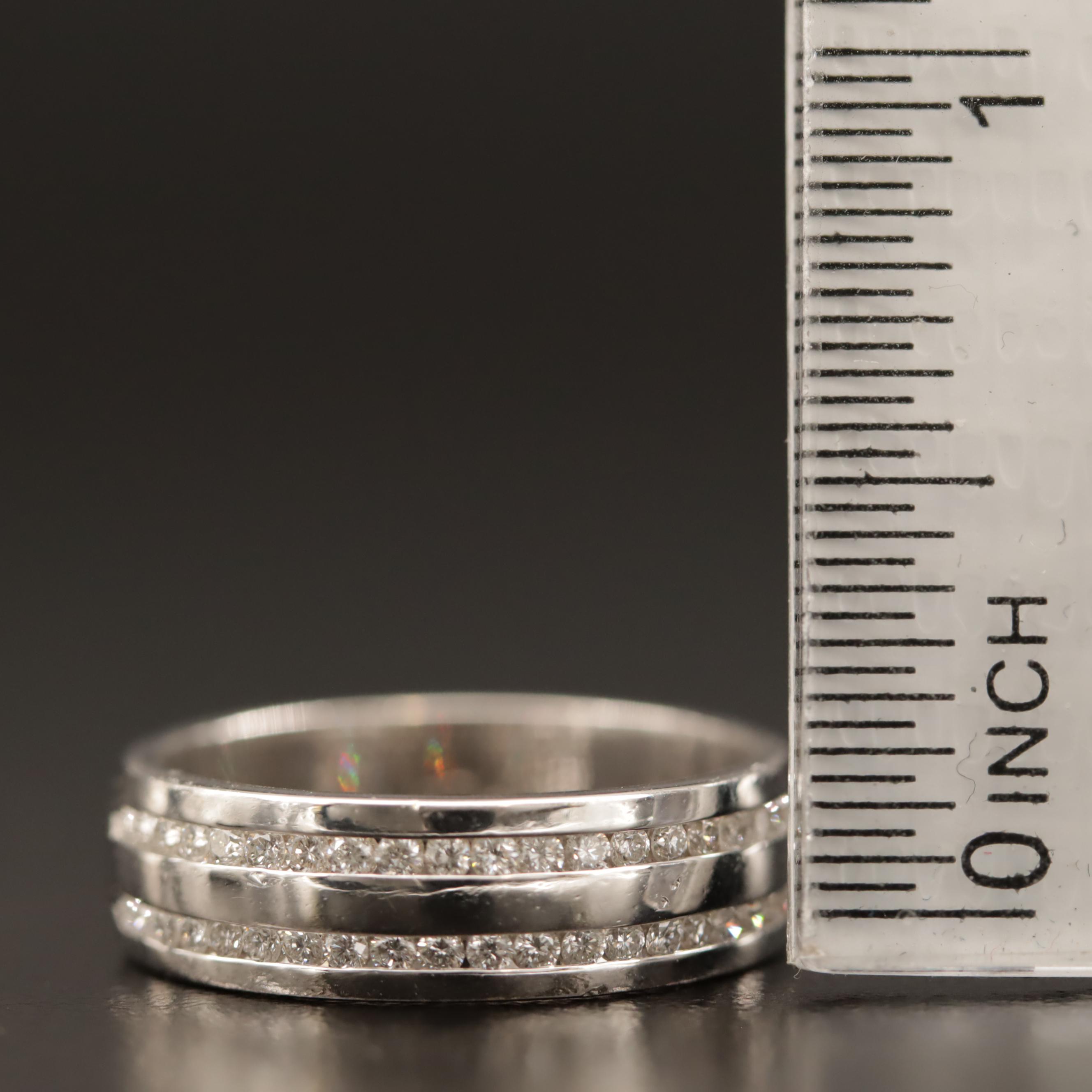 Platinum Double Row Channel Set Diamond Band | EBTH