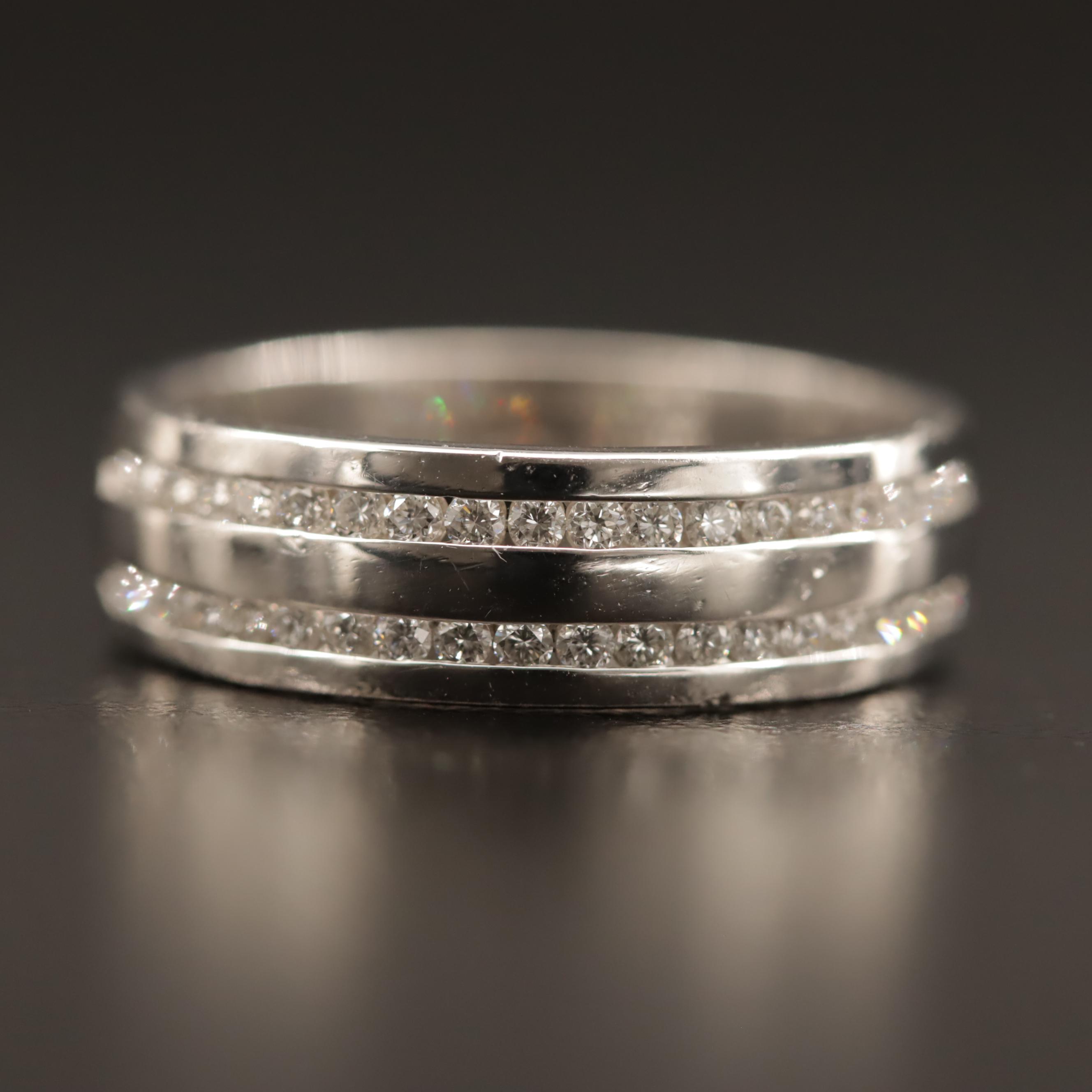Platinum Double Row Channel Set Diamond Band | EBTH