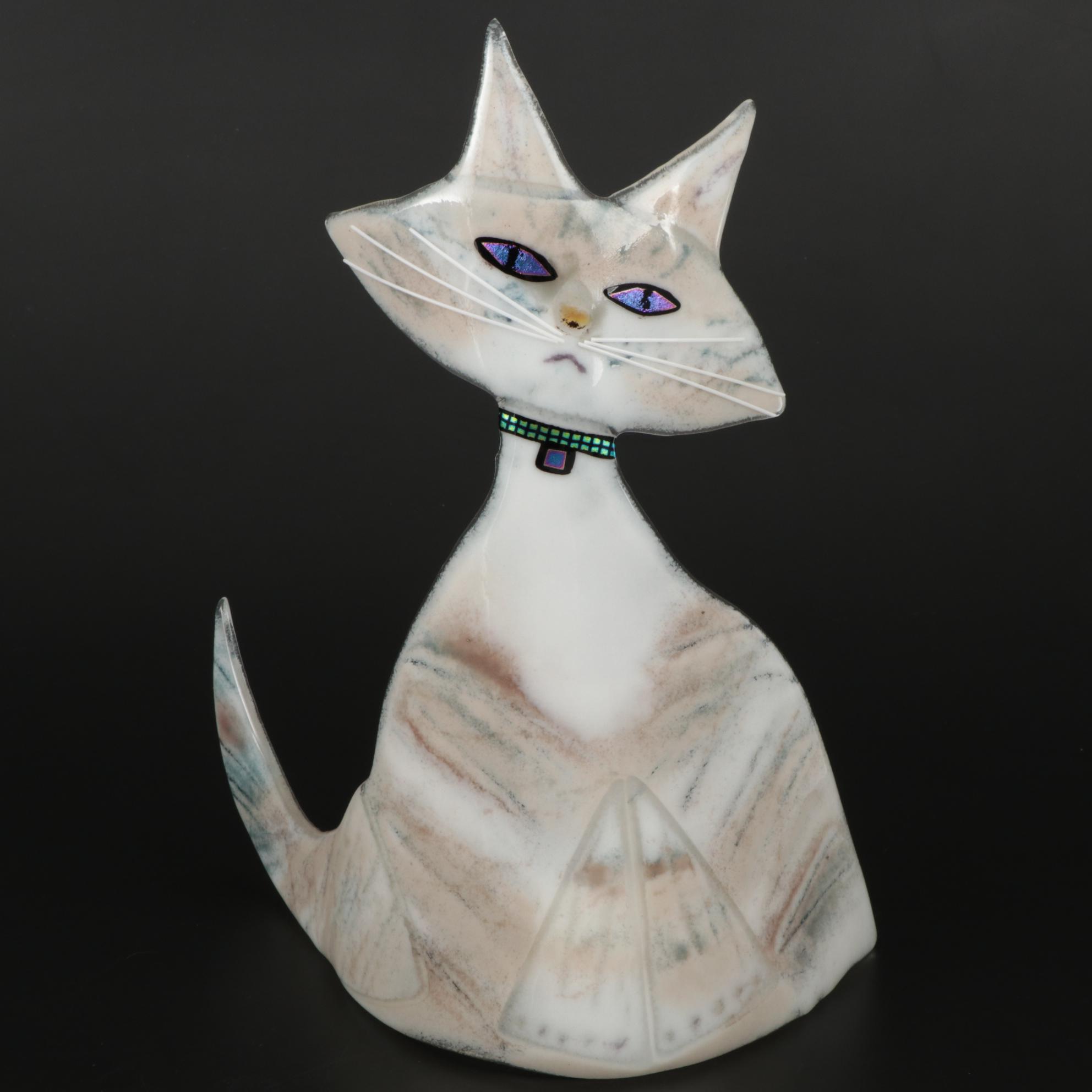 Paul Palango Kiln Art Fused Glass Cat Figurines | EBTH