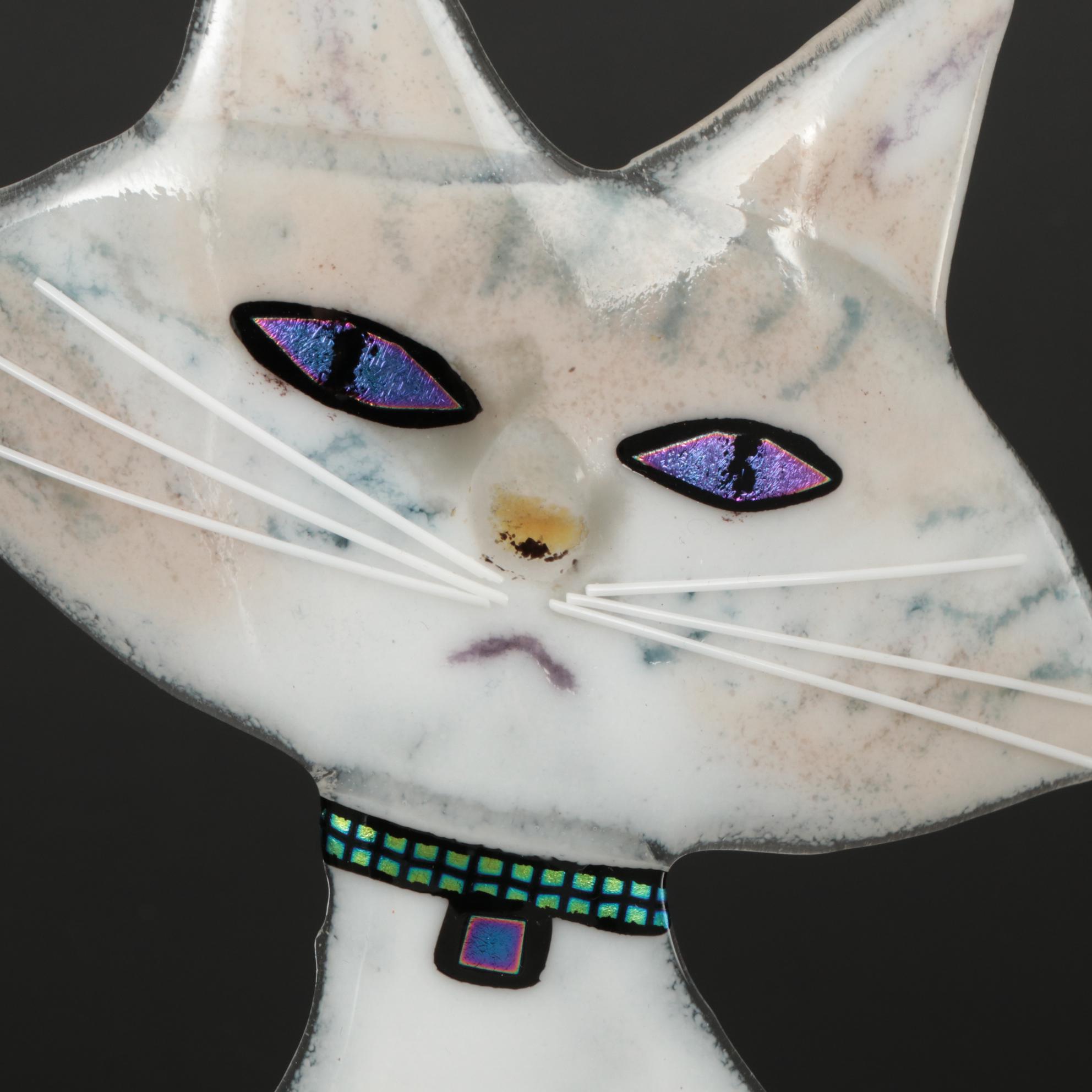 Paul Palango Kiln Art Fused Glass Cat Figurines | EBTH