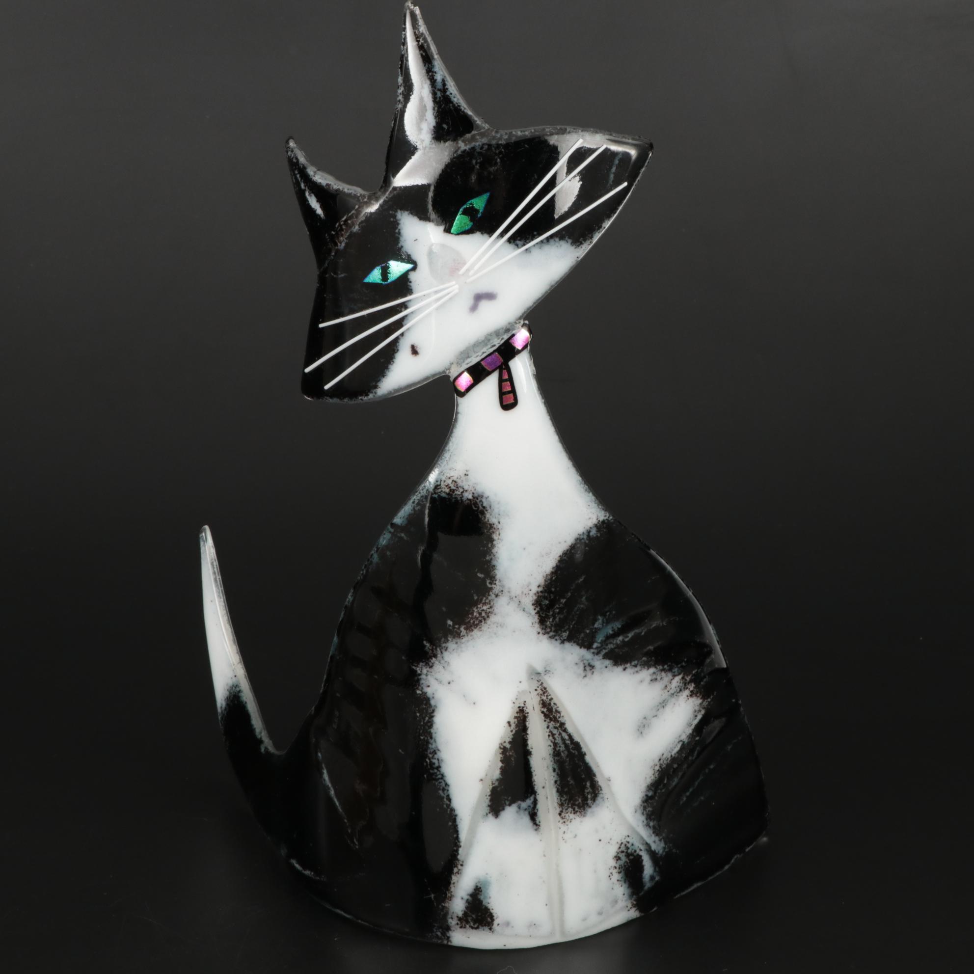 Paul Palango Kiln Art Fused Glass Cat Figurines | EBTH