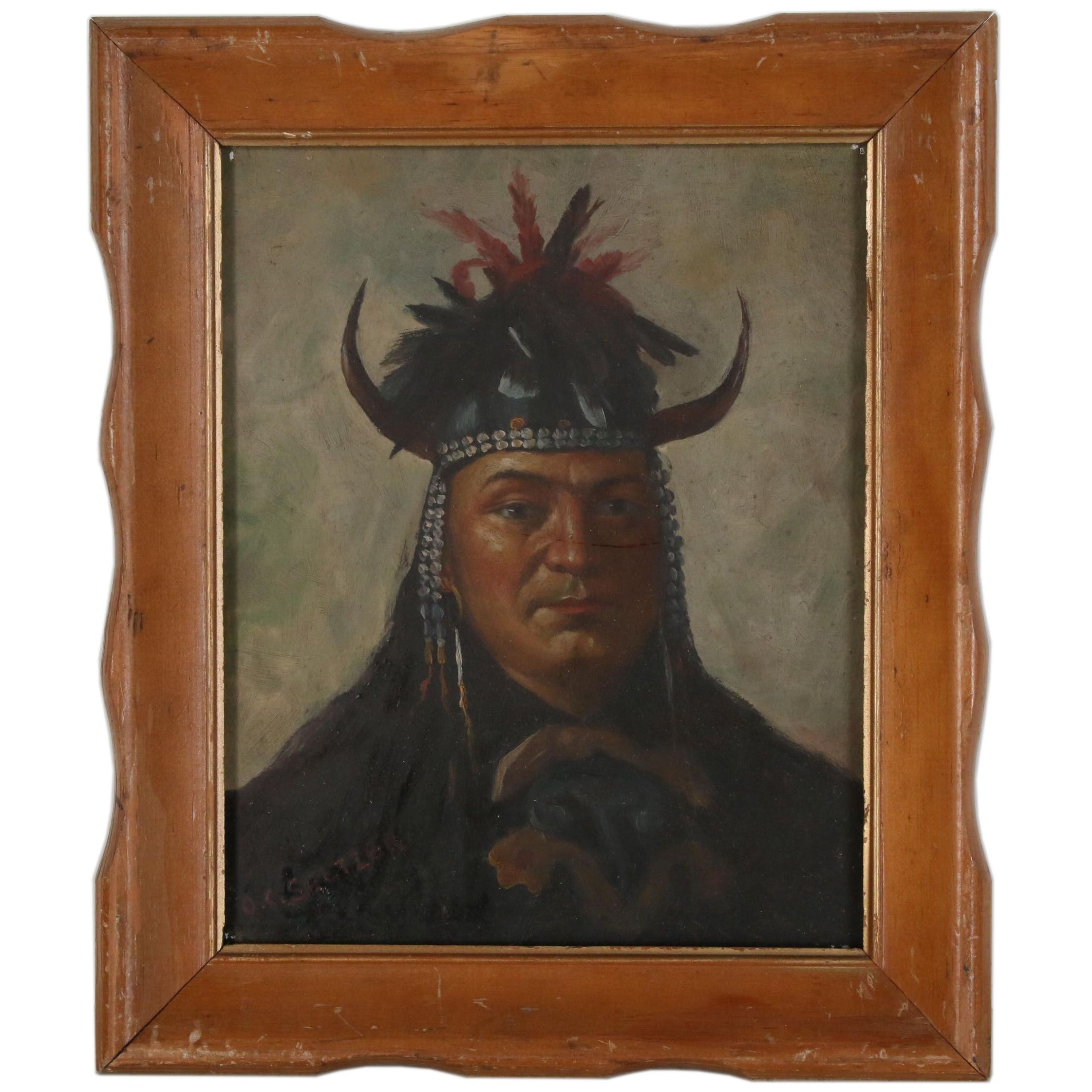 Portrait Oil Painting of Native American in the Style of Olaf Seltzer ...