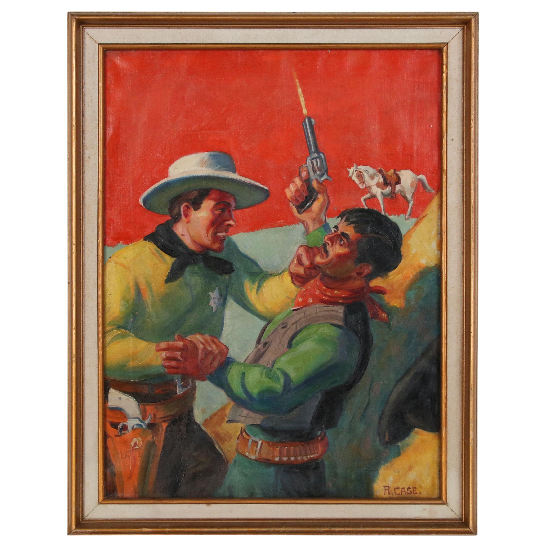 Oil Painting Illustration of Sheriff and Cowboy in the Style of Richard ...