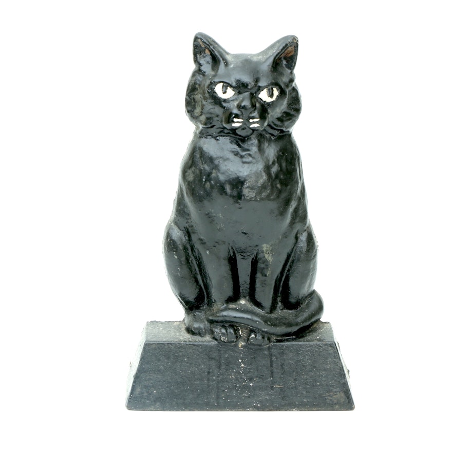 Cast Iron Black Cat Door Stop | EBTH Cast Iron Black Cat Door Stop | EBTH