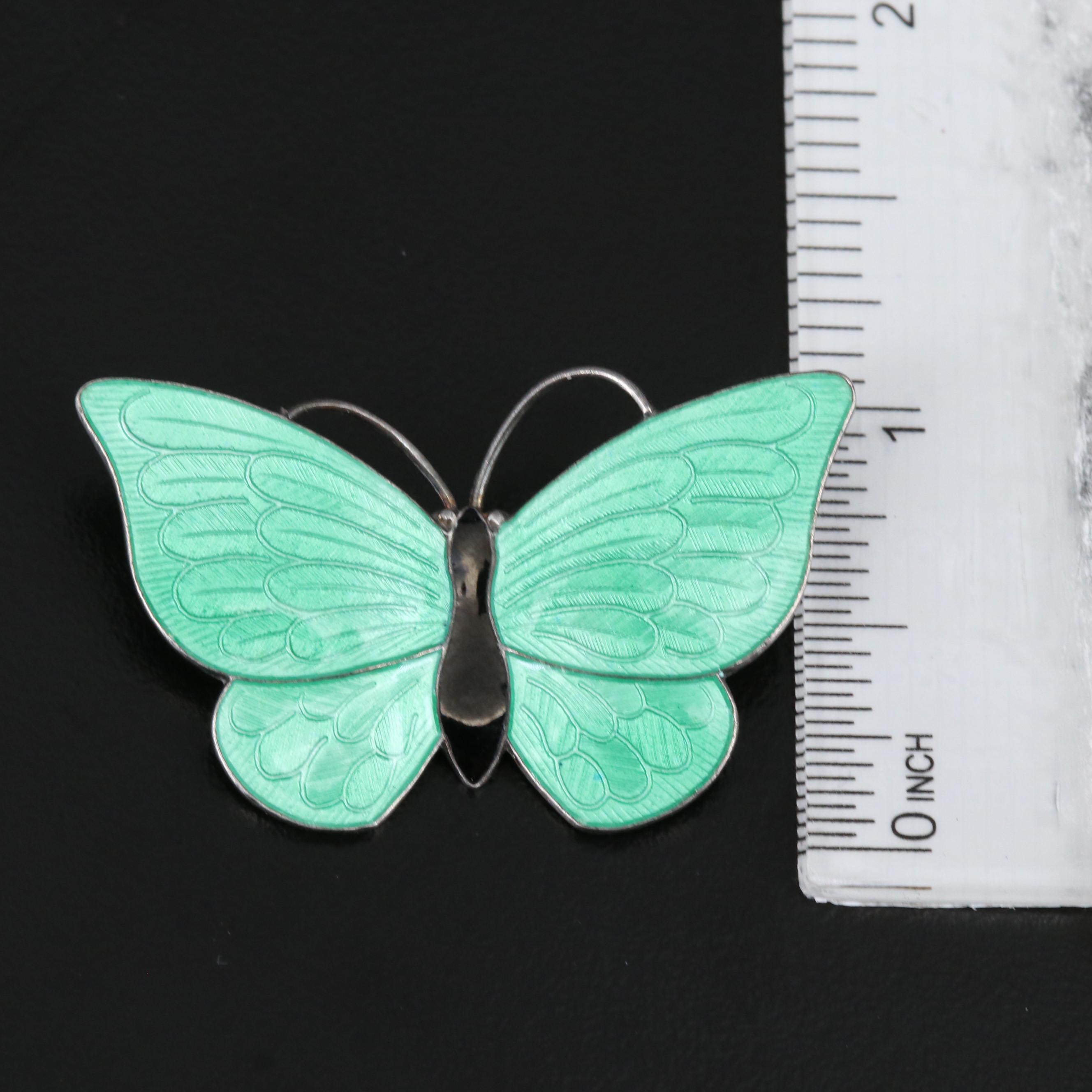 Vintage Volmer Bahner Sterling Enamel Butterfly Brooch | EBTH