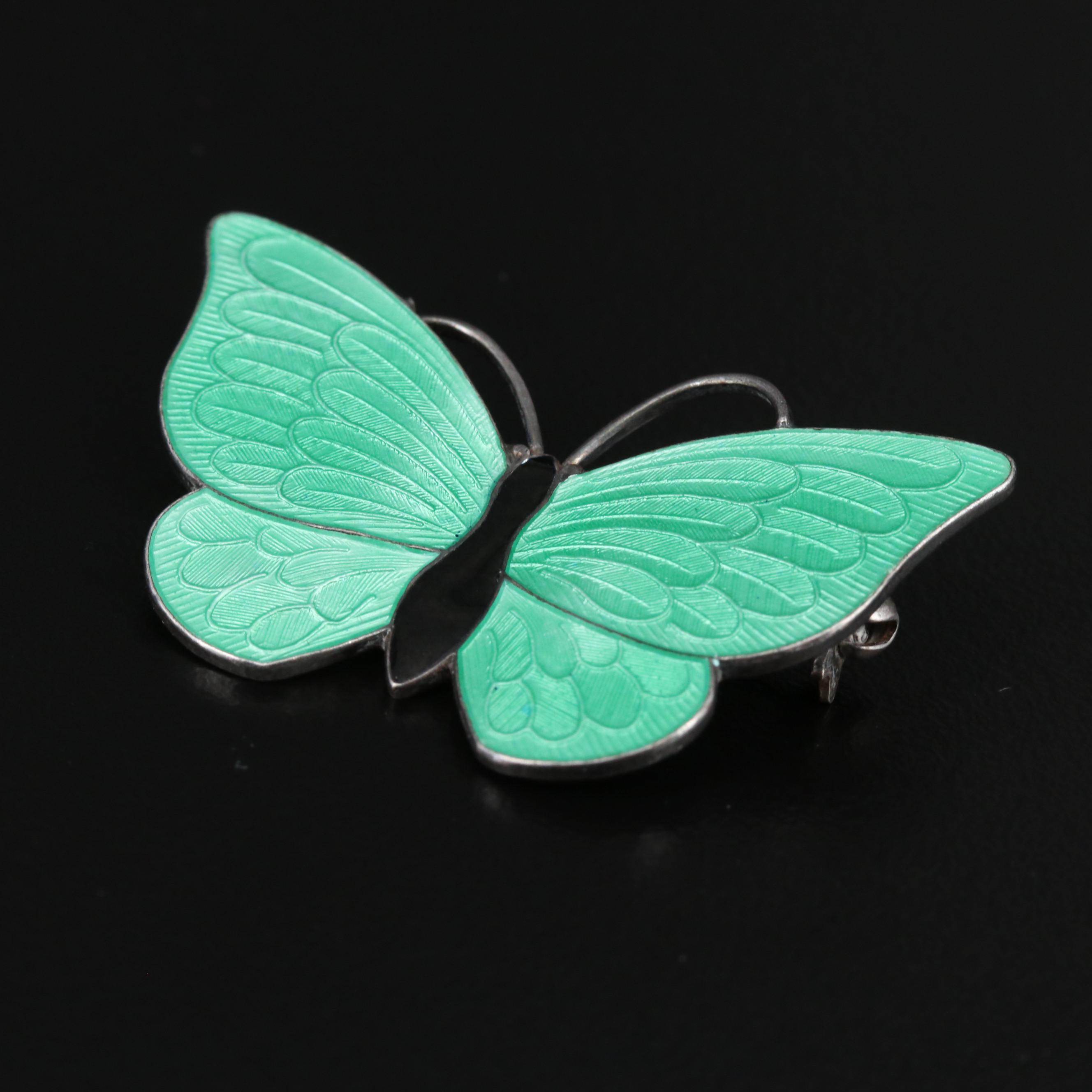 Vintage Volmer Bahner Sterling Enamel Butterfly Brooch | EBTH