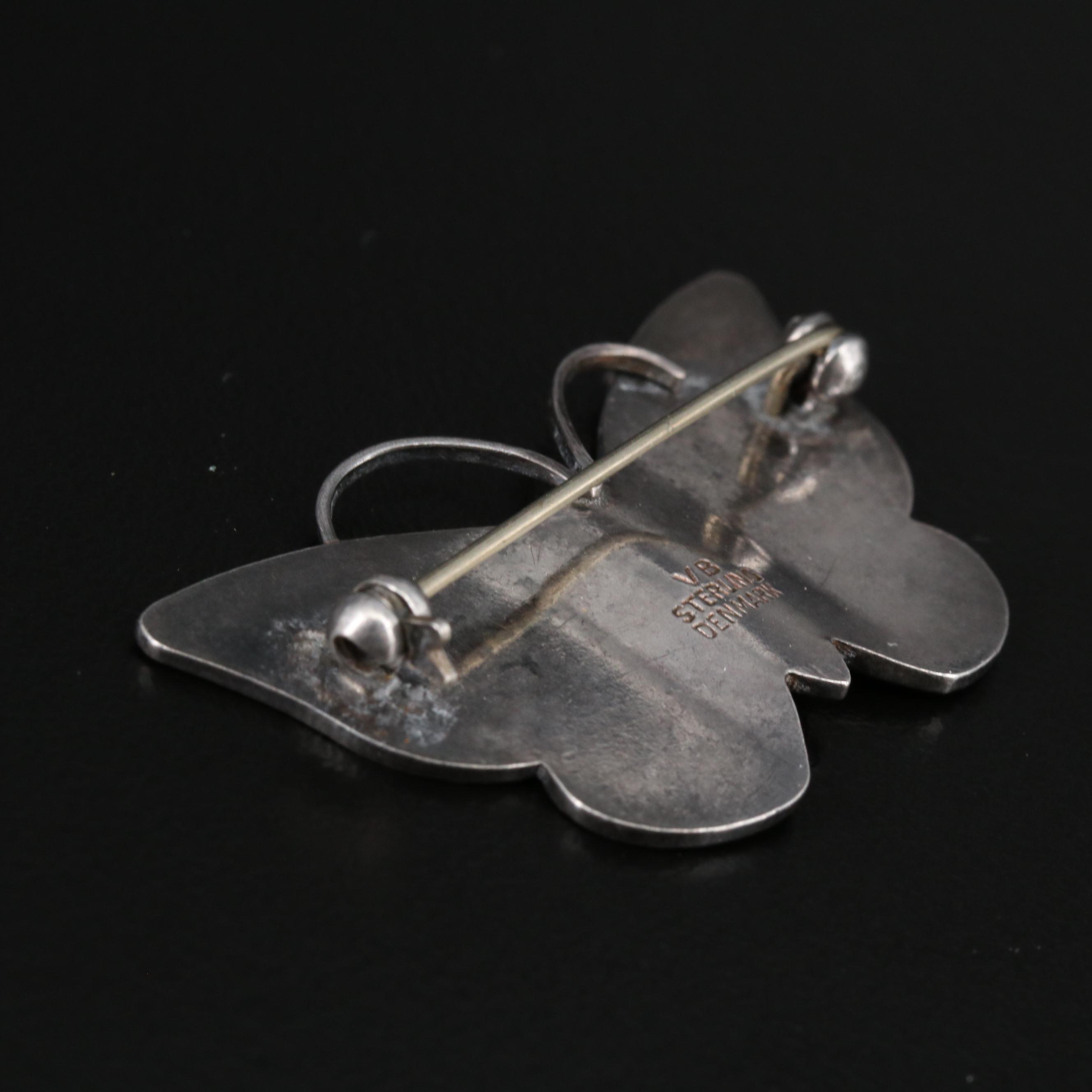 Vintage Volmer Bahner Sterling Enamel Butterfly Brooch | EBTH