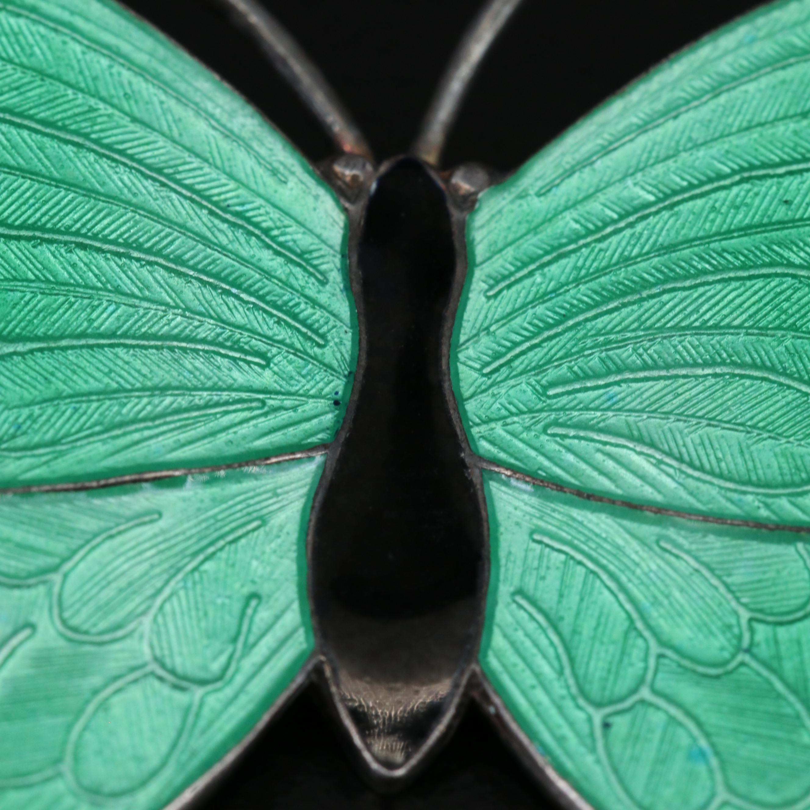 Vintage Volmer Bahner Sterling Enamel Butterfly Brooch | EBTH