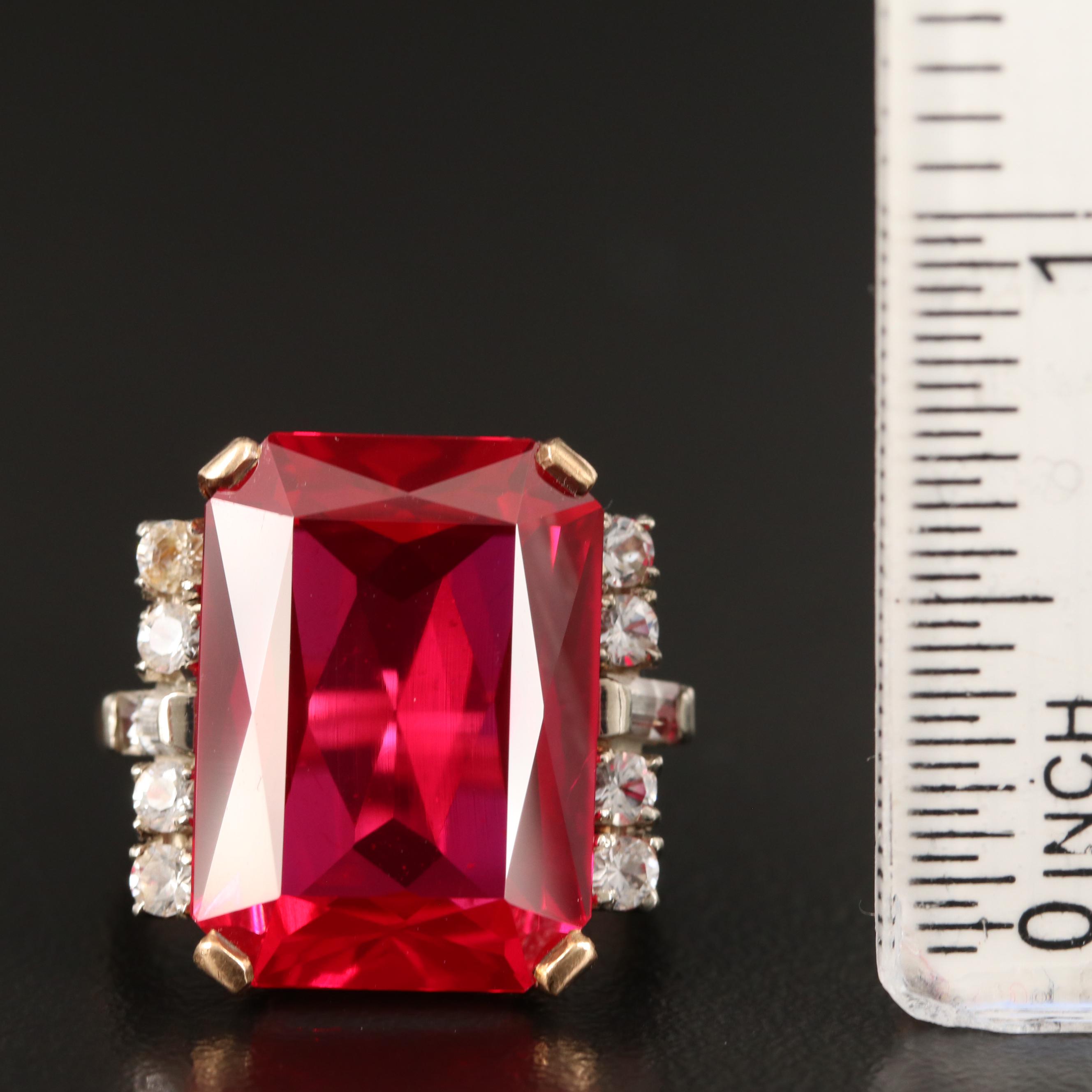 Vintage 10K Ruby and White Spinel Ring | EBTH