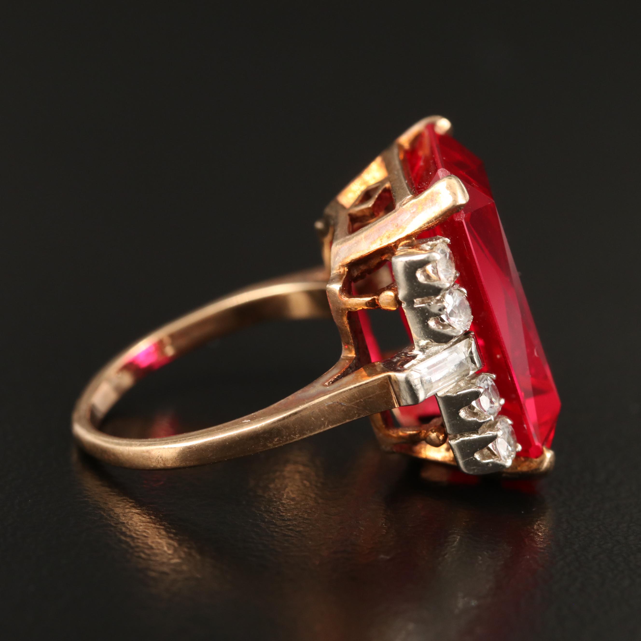 Vintage 10K Ruby and White Spinel Ring | EBTH
