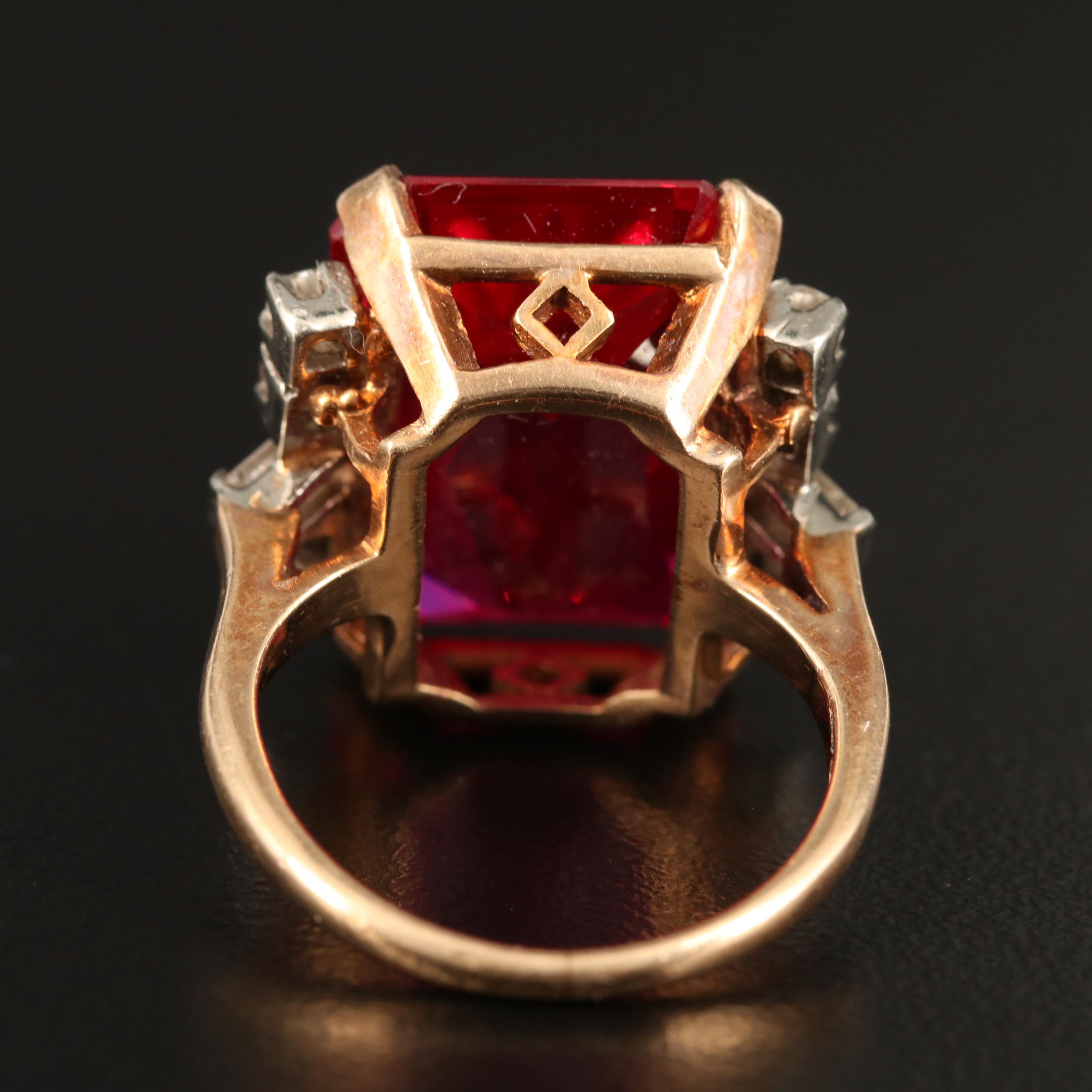 Vintage 10K Ruby and White Spinel Ring | EBTH