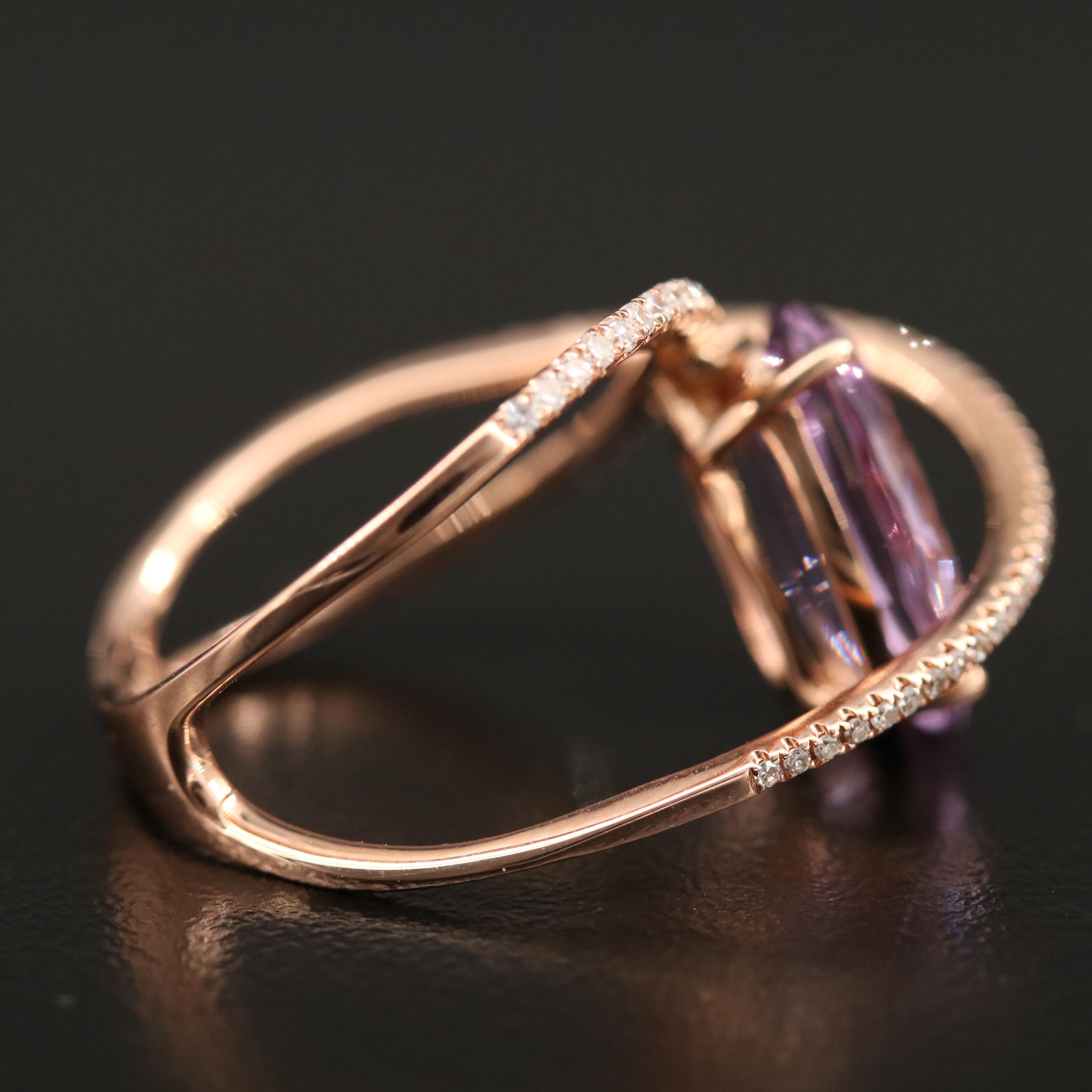 EFFY 14K Rose Gold Amethyst and Diamond Orbit Ring | Everything But The House