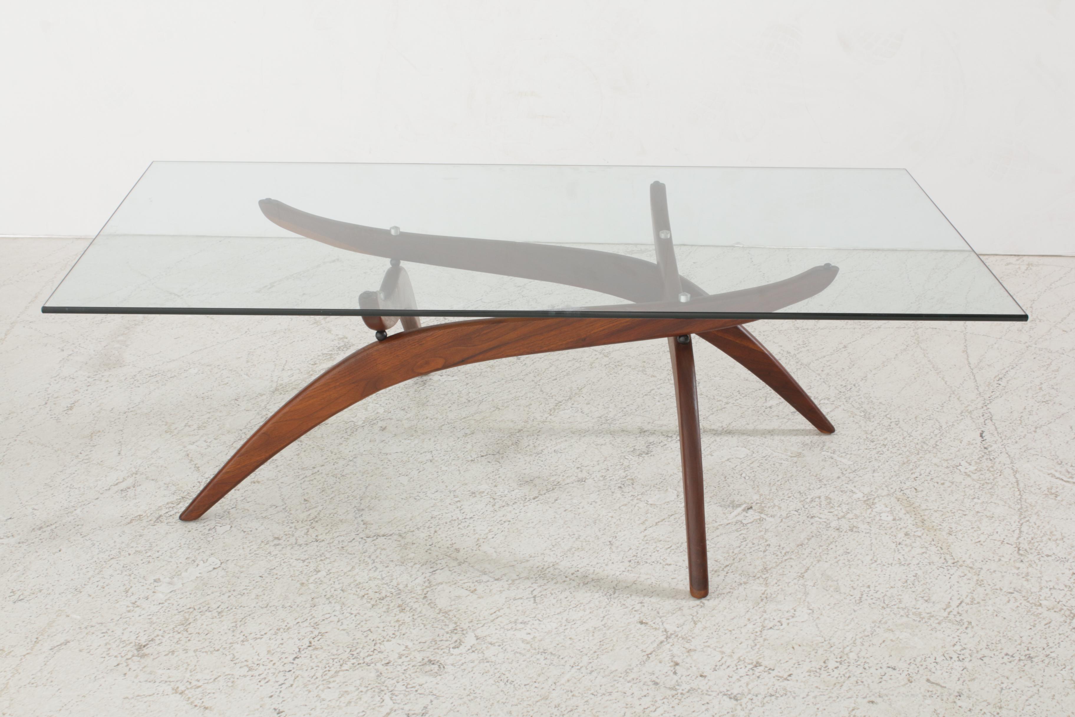 Forest Wilson Mid Century Modern Walnut and Glass Sculptural Coffee ...